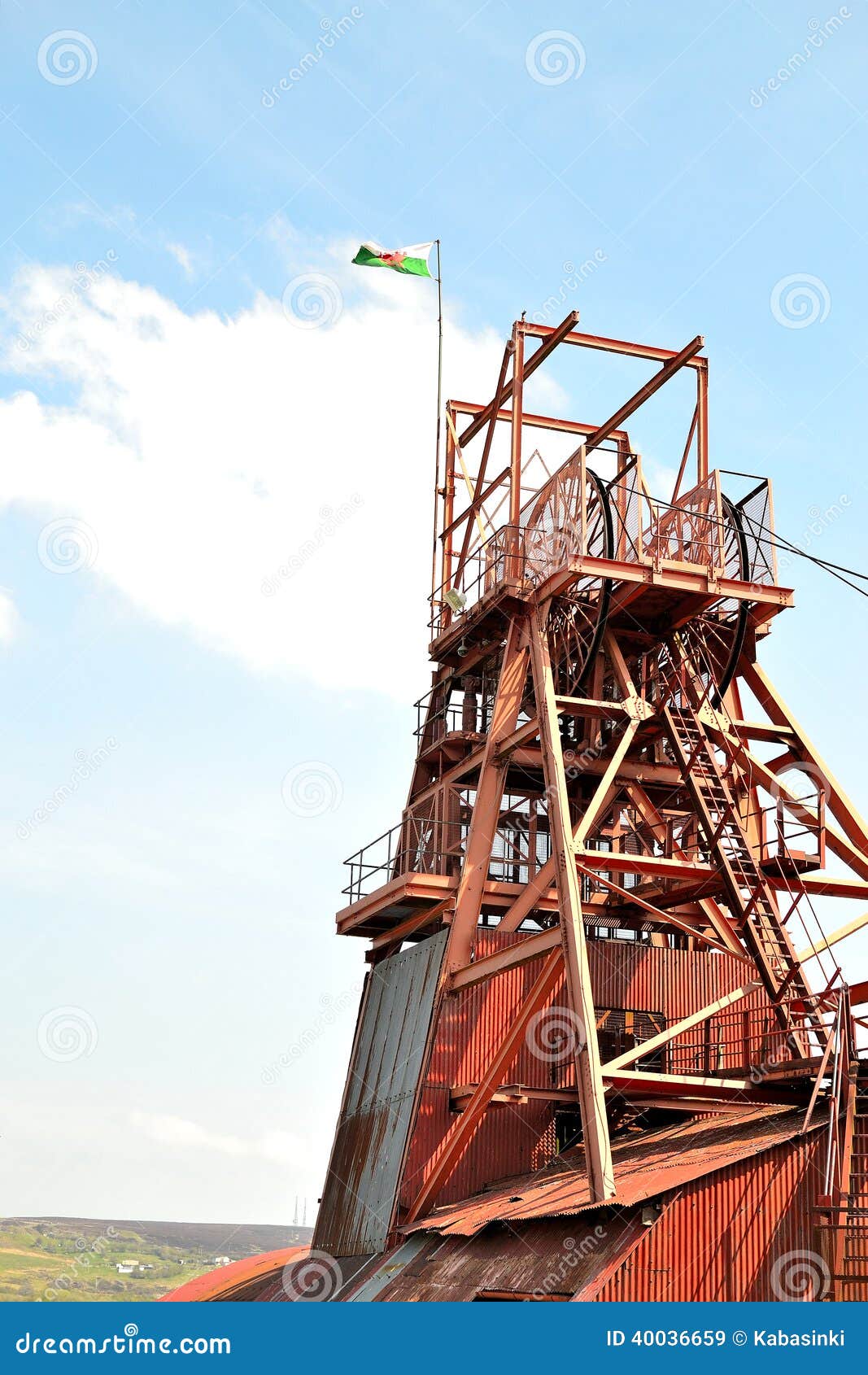 Pit head gear stock image. Image of flags, shafts, wales - 40036659