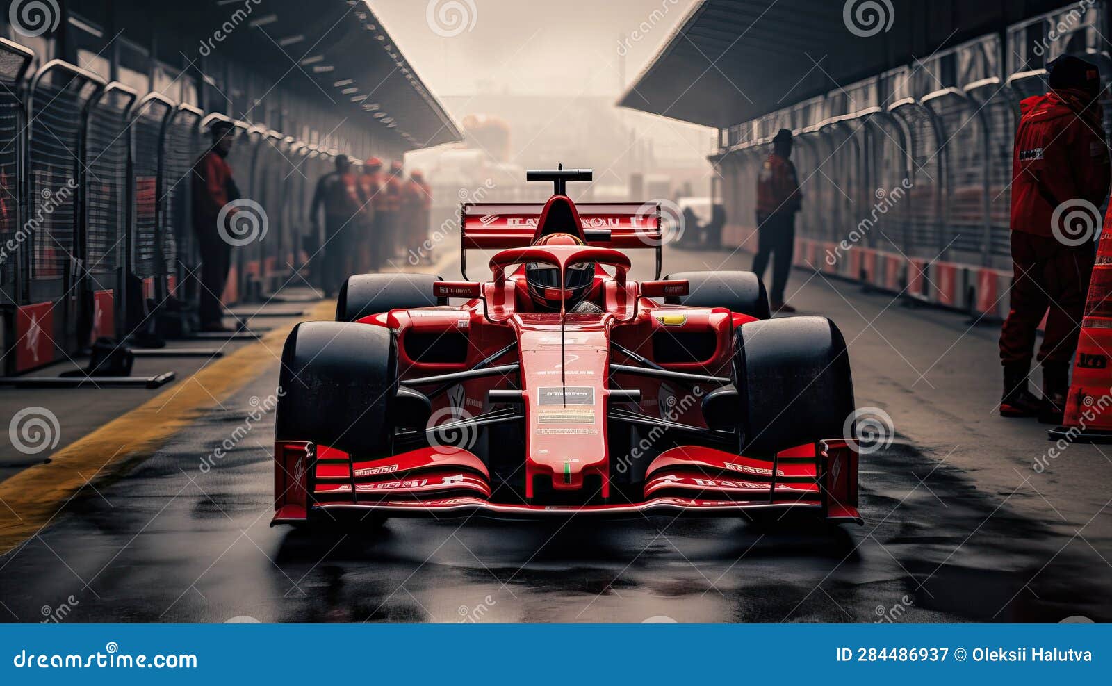 The Pit Lane of a Red Racing Car Stock Illustration - Illustration of ...