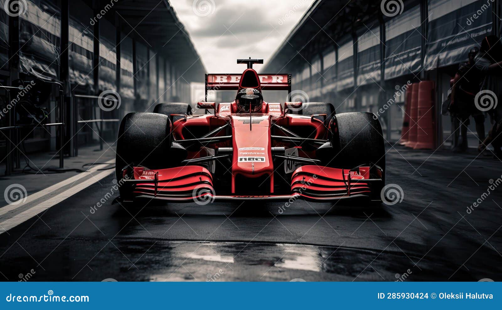 The Pit Lane of a Red Racing Car Stock Illustration - Illustration of ...