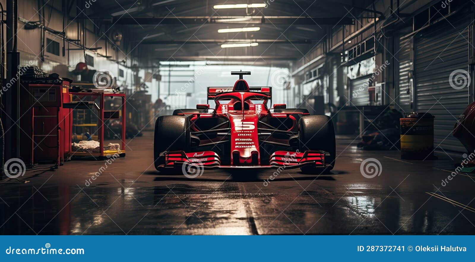 The Pit Lane of a Red Racing Car Stock Image - Image of fast, generic ...