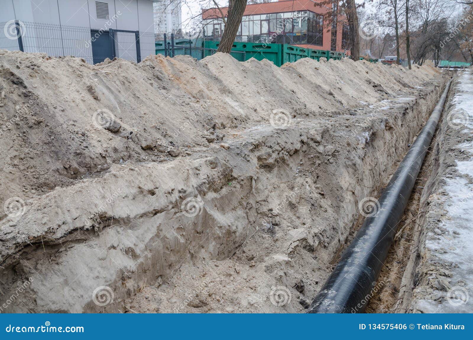 Pit and Pipe on the Construction Site Stock Photo - Image of hole, home ...