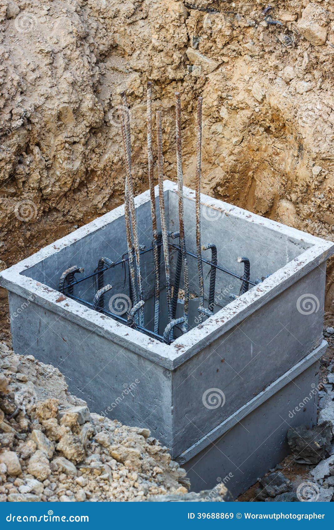 The pit pouring cement stock image. Image of rock, material - 39688869
