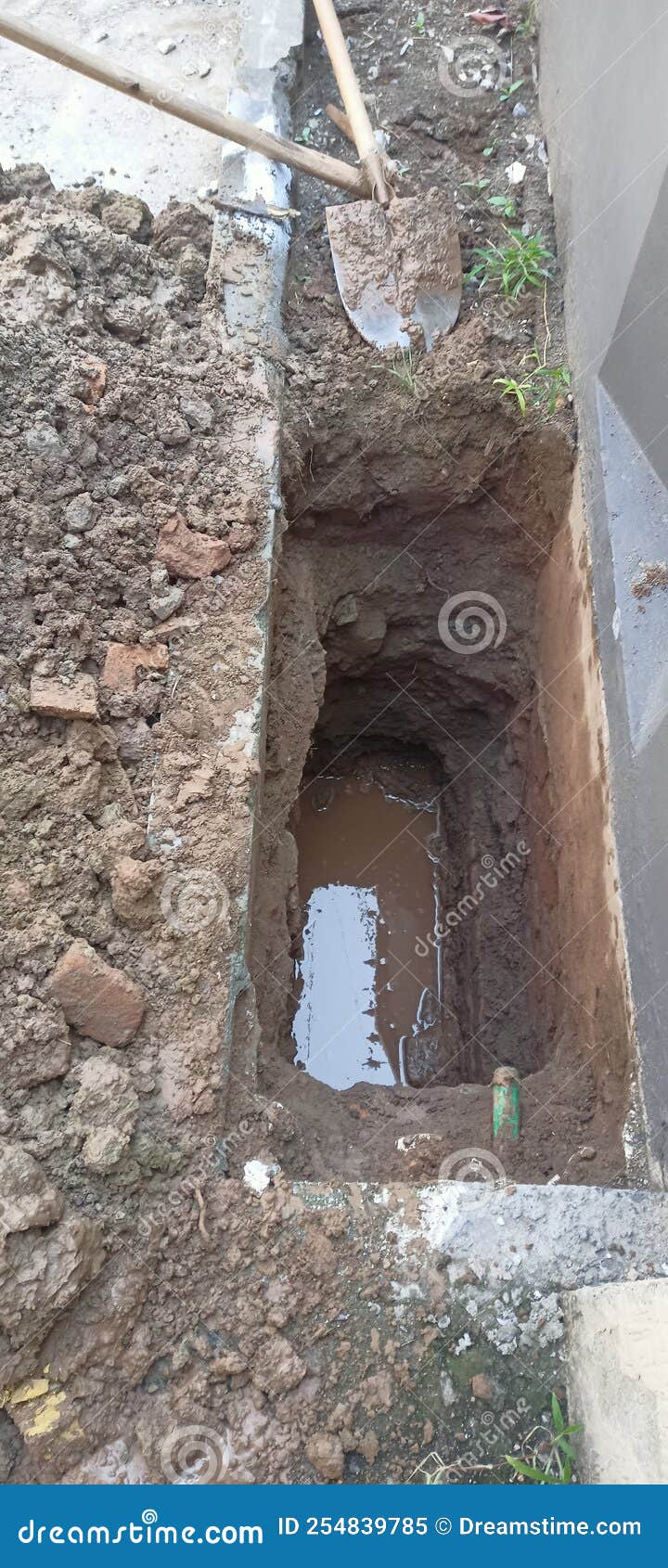 Pit for solar earthing stock image. Image of eart, iron - 254839785