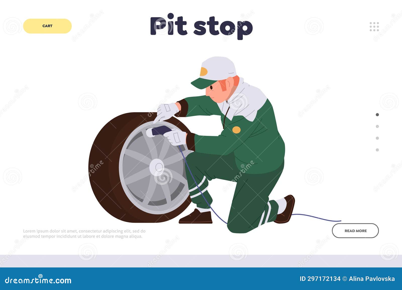 Pit Stop Landing Page with Professional Mechanic Changing Wheels ...