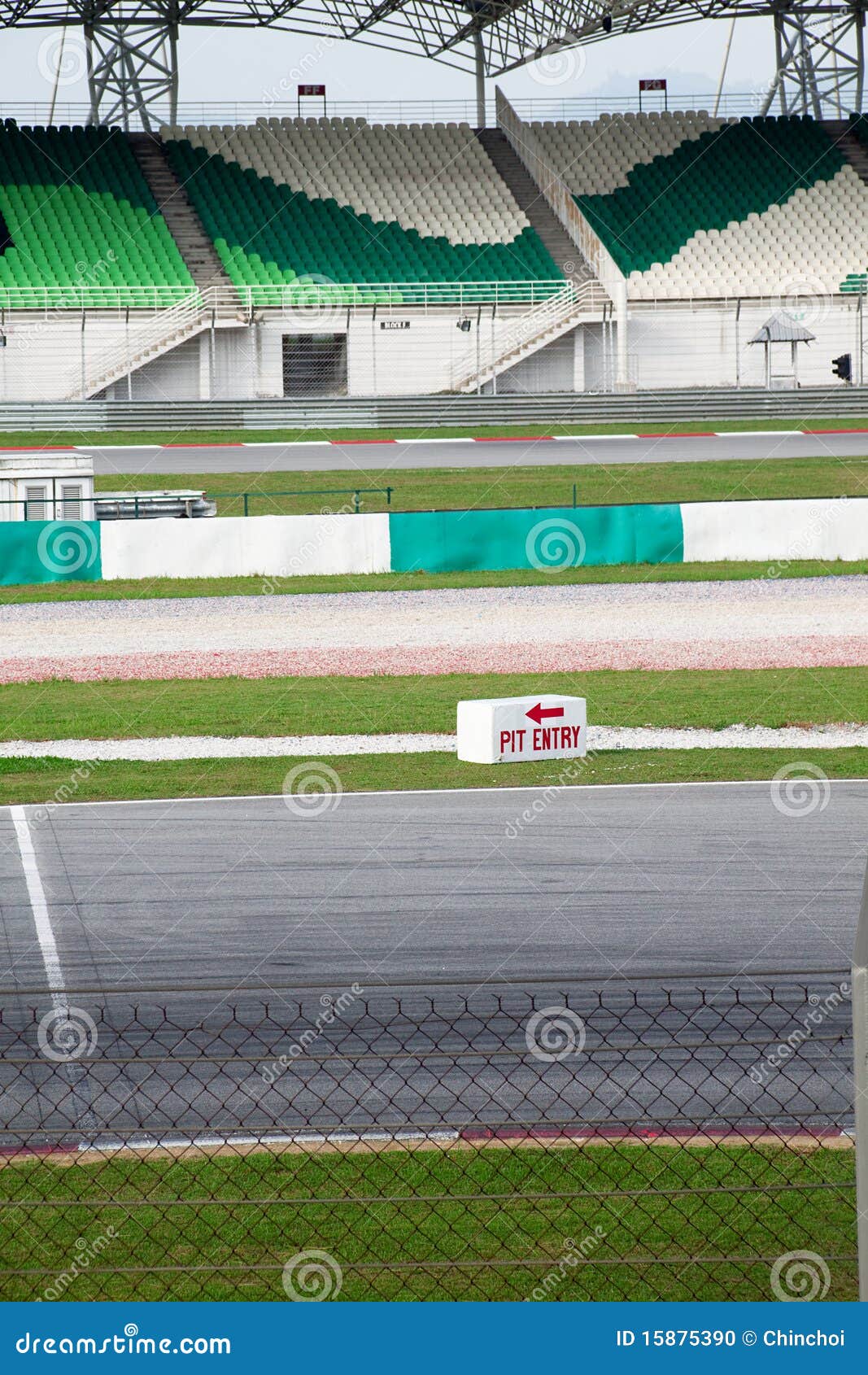 Pit Stop, Spectator Grandstand and Meshed Fence Stock Photo - Image of ...