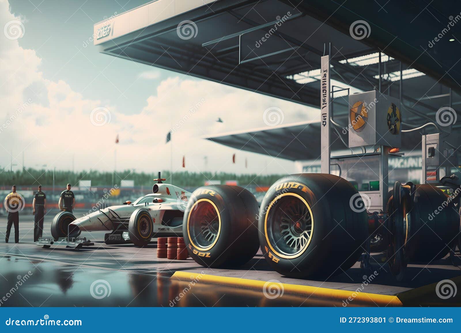 Pit Stop Workers and Engineers Maintaining Technical Service for a ...
