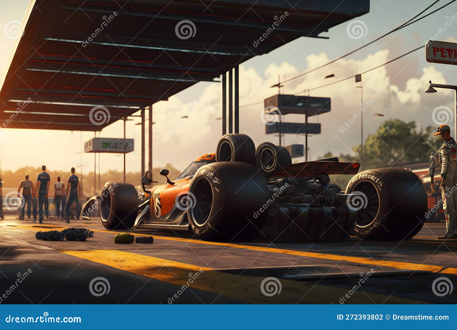 Pit Stop Workers and Engineers Maintaining Technical Service for a ...