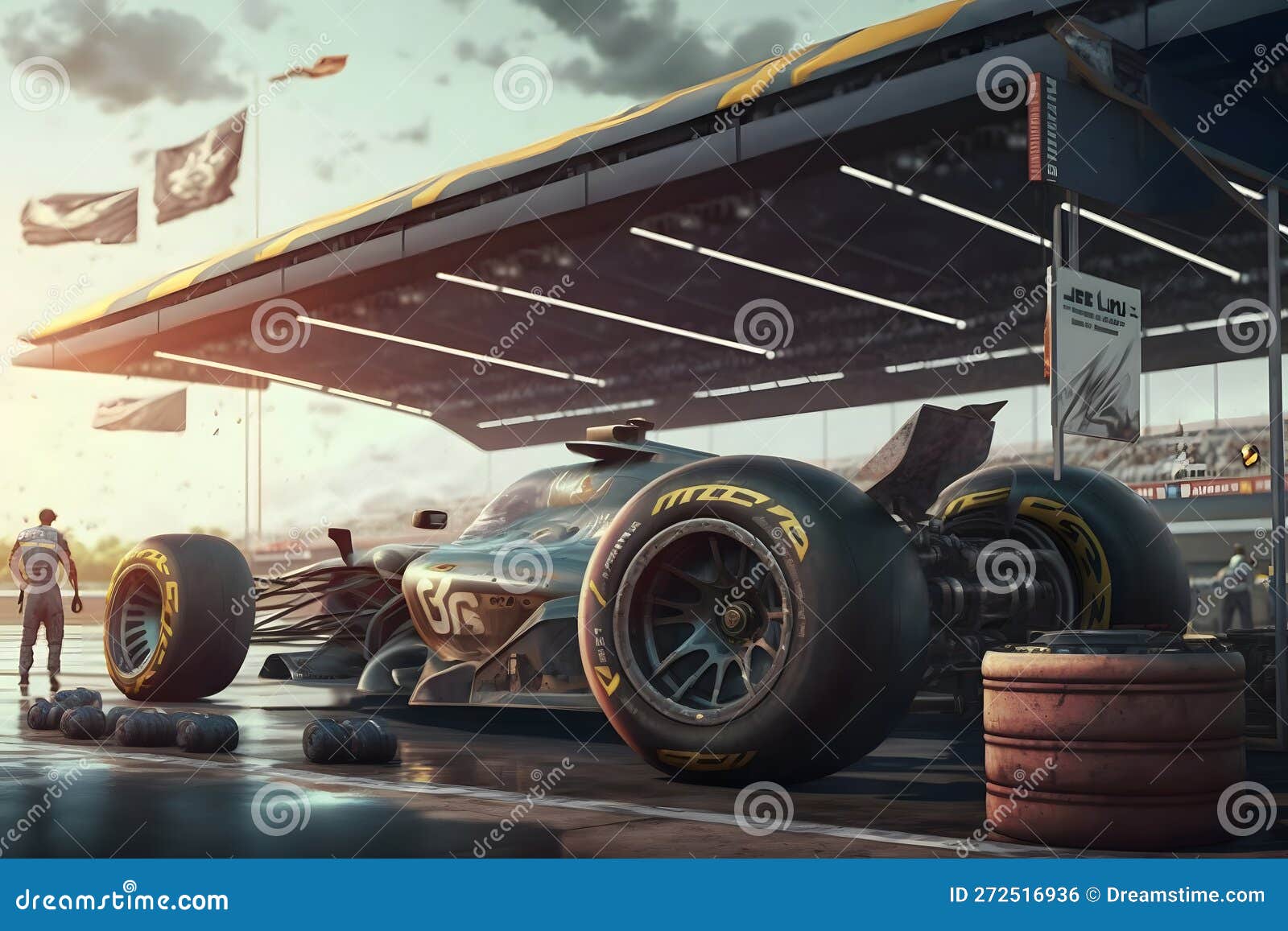 Pit Stop Workers and Engineers Maintaining Technical Service for a ...