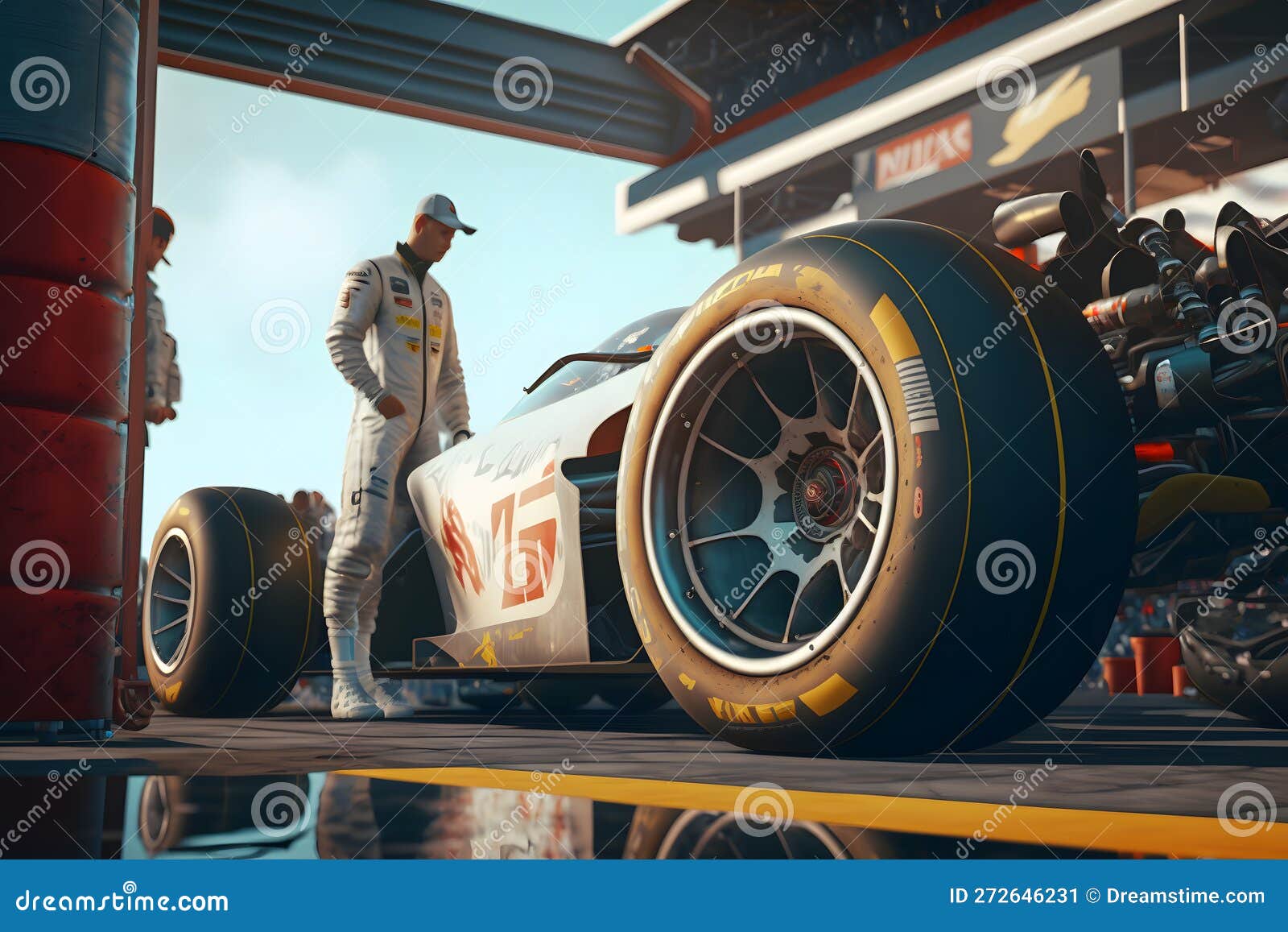 Pit Stop Workers And Engineers Maintaining Technical Service For A ...