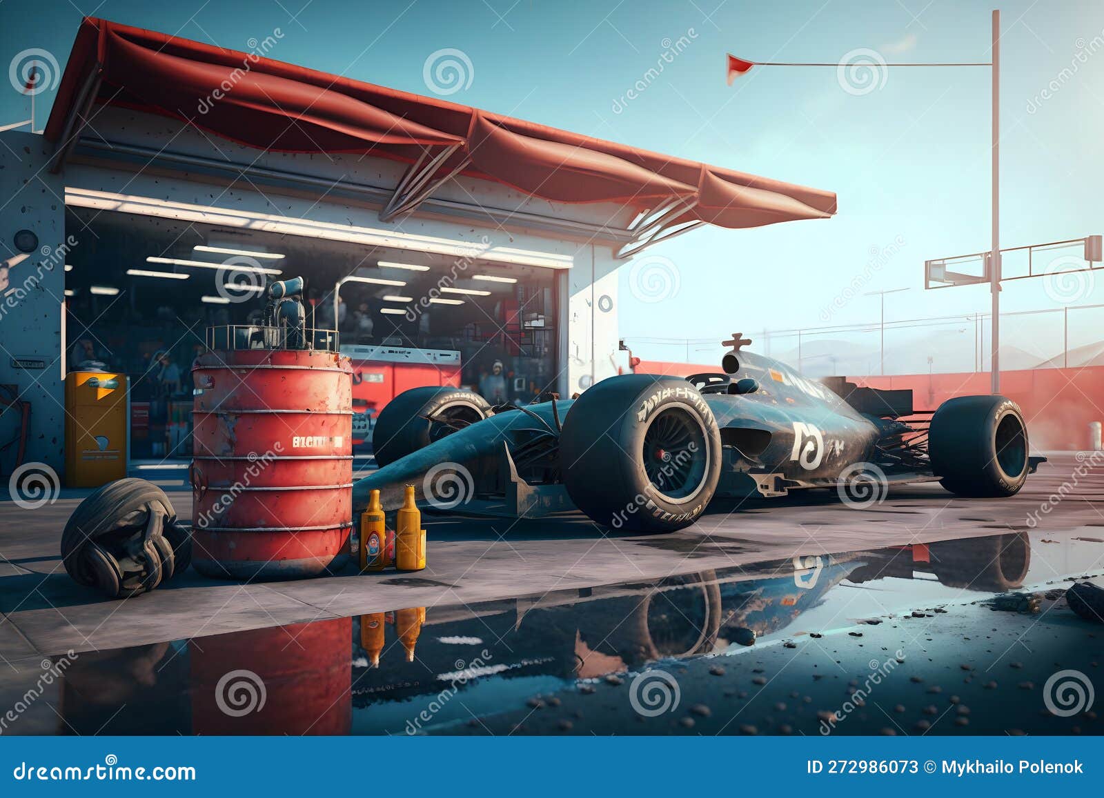 Pit Stop Workers and Engineers Maintaining Technical Service for a ...