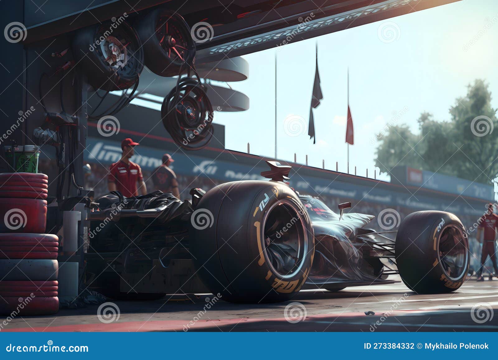 Pit Stop Workers and Engineers Maintaining Technical Service for a ...