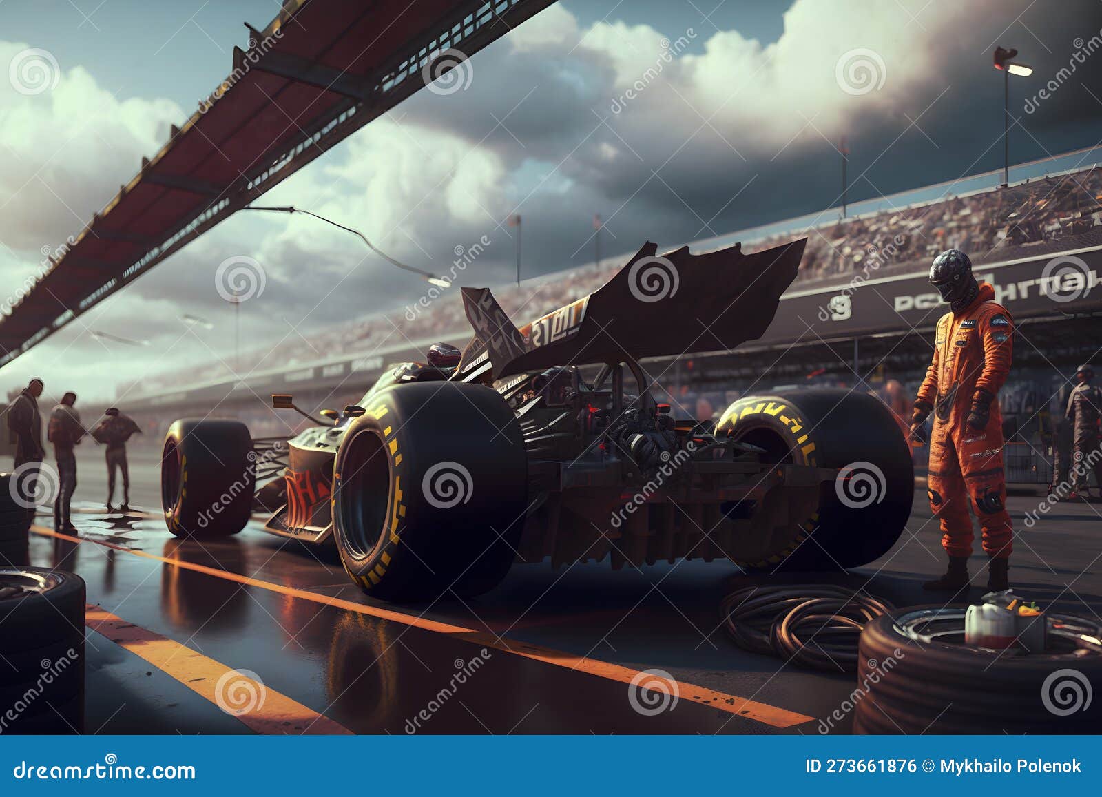 Pit Stop Workers and Engineers Maintaining Technical Service for a ...