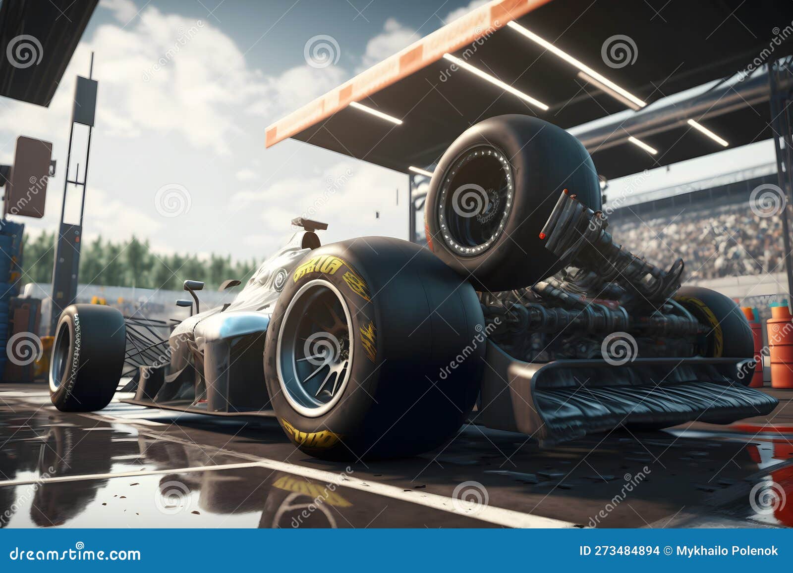 Pit Stop Workers and Engineers Maintaining Technical Service for a ...