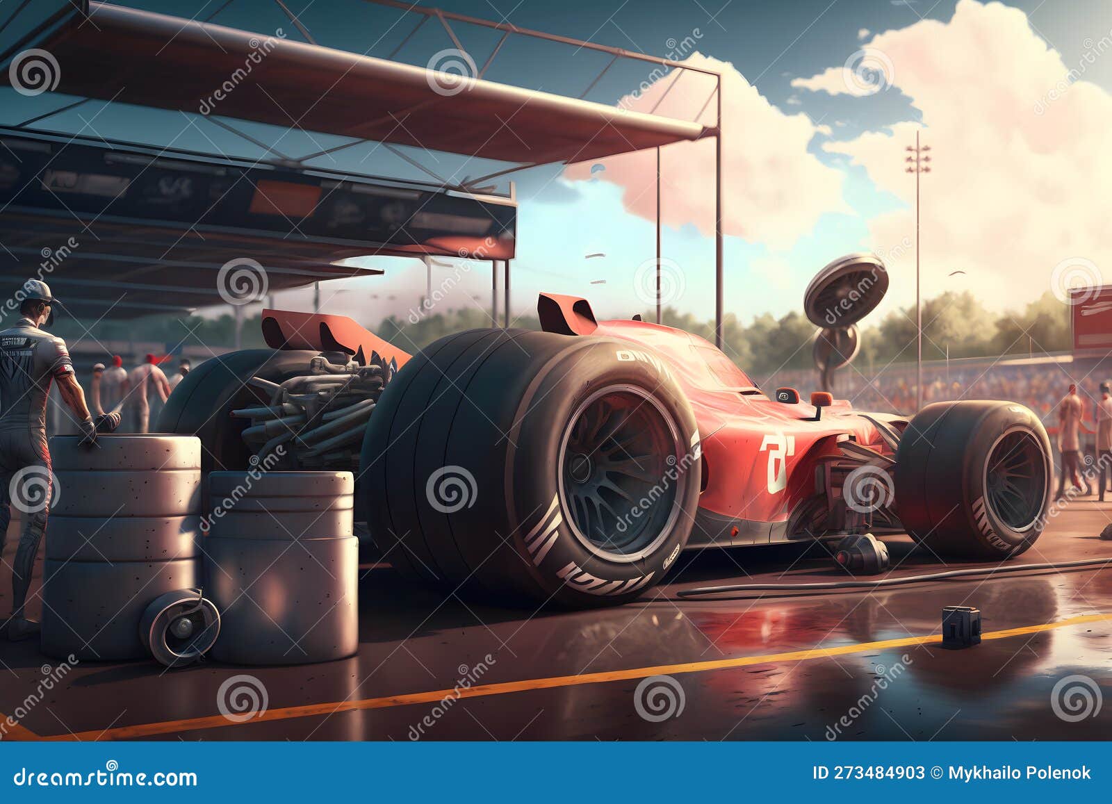 Pit Stop Workers and Engineers Maintaining Technical Service for a ...