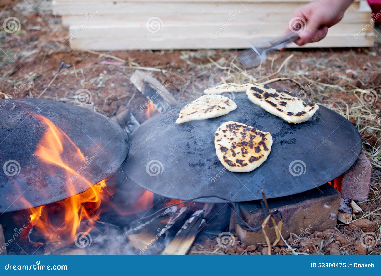 Pita Bread Baking on a Saj or Tava Stock Image - Image of arabic, light ...