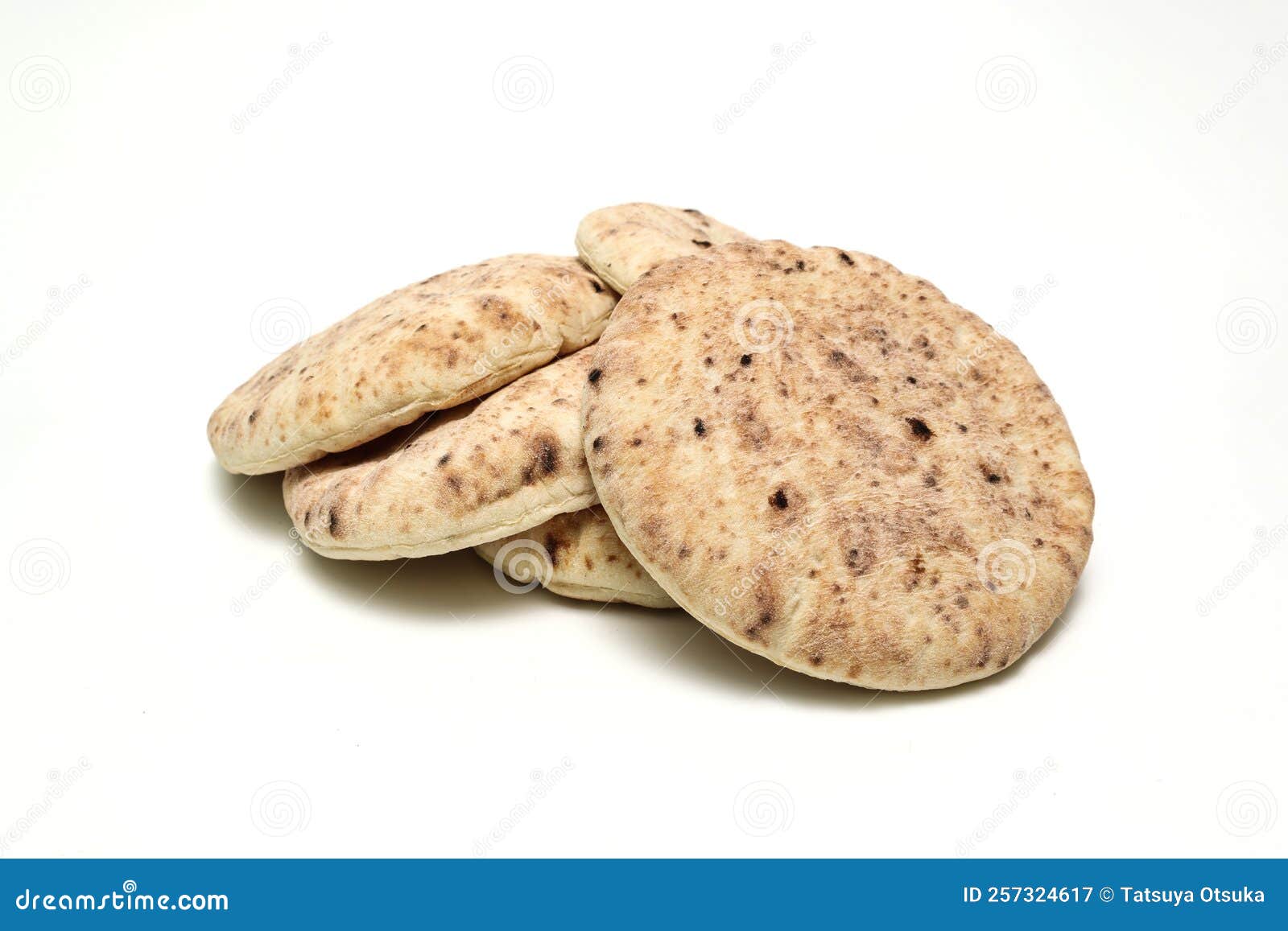 Pita Breads Isolated on a White Background. Stock Image - Image of ...