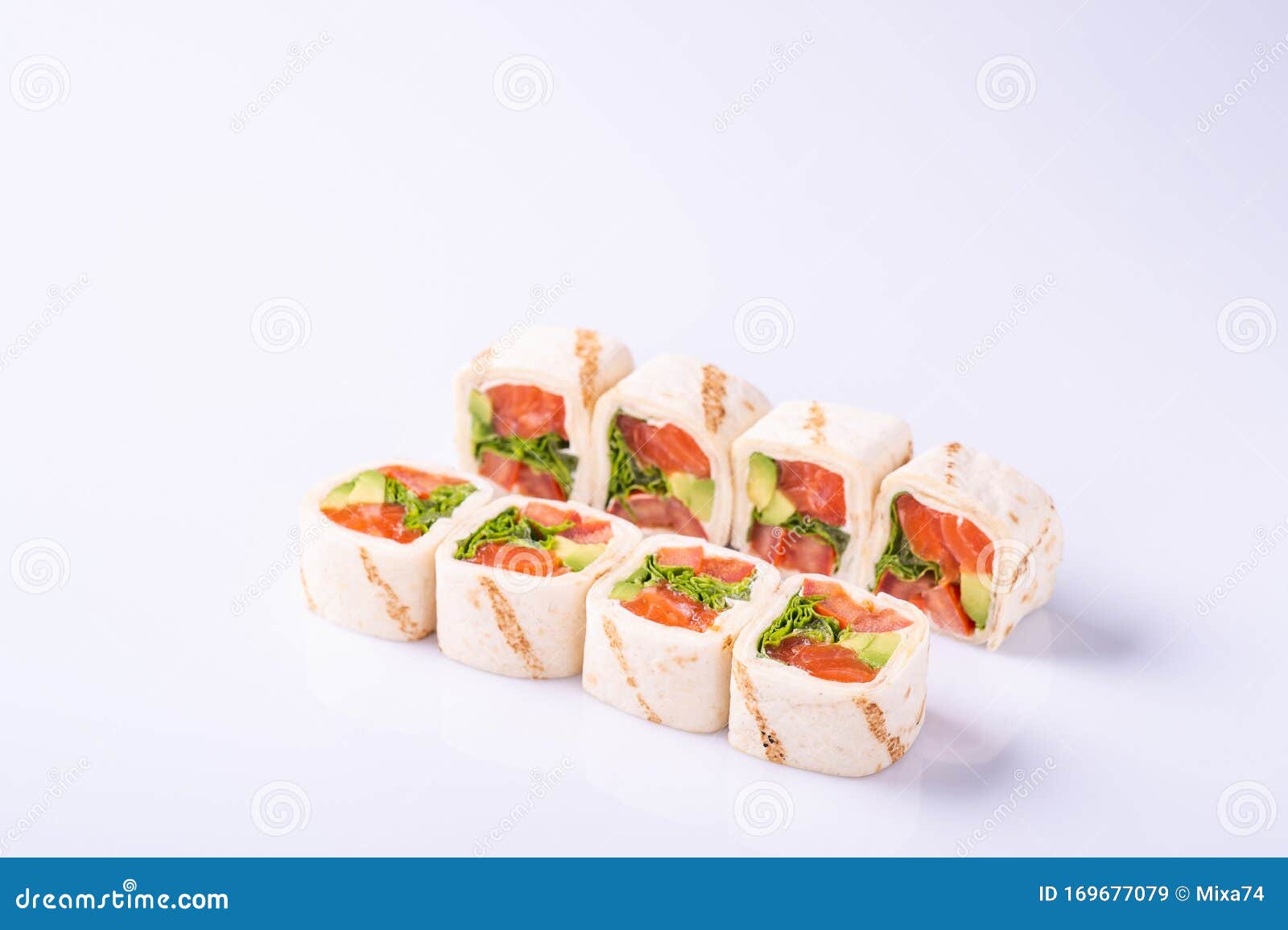 Pita Roll Cut As a Roll on a White Background 8 Stock Image - Image of ...