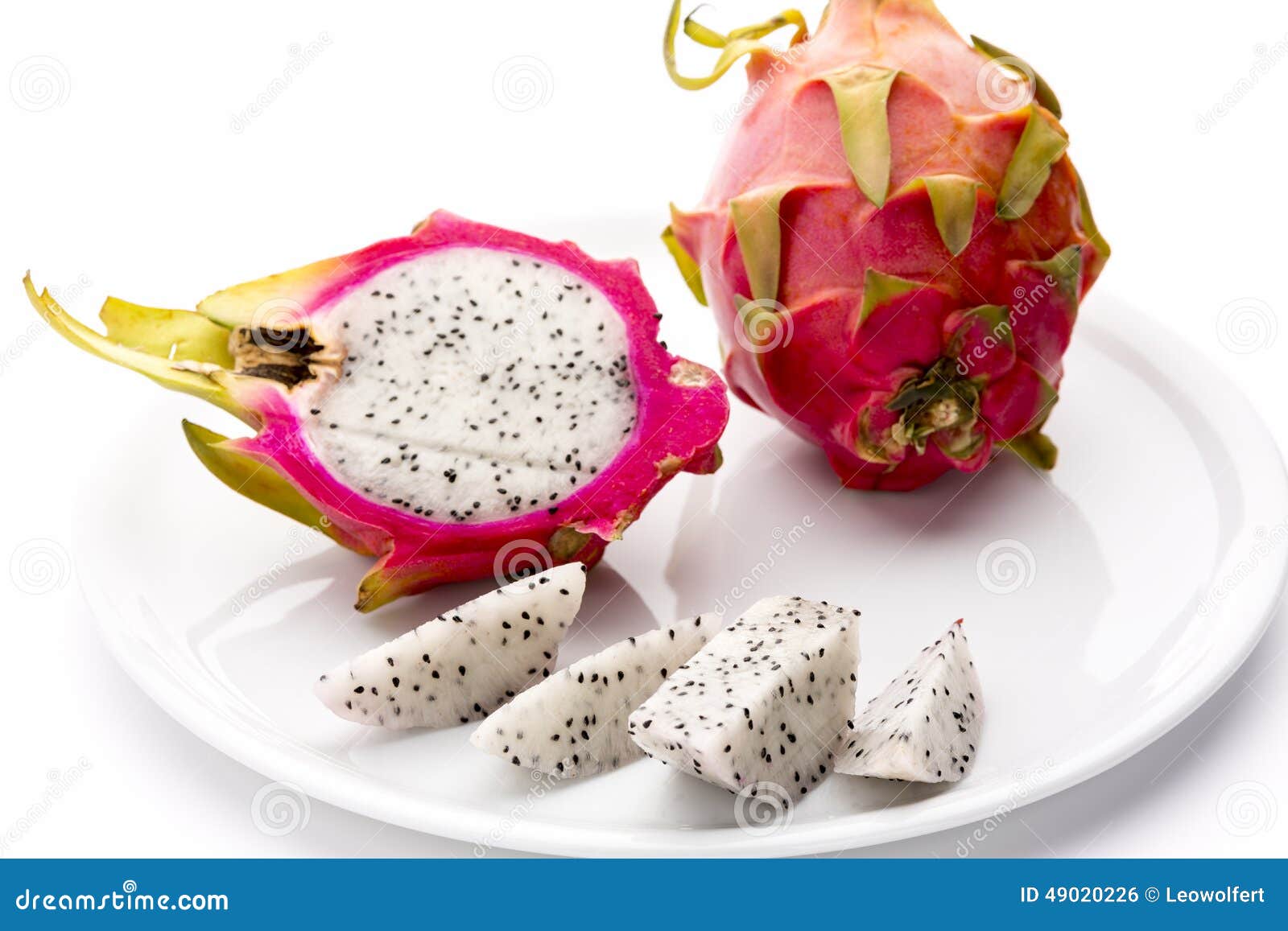 Pitaya Fruit Wedges, a Halved and a Whole Fruit Stock Photo - Image of ...