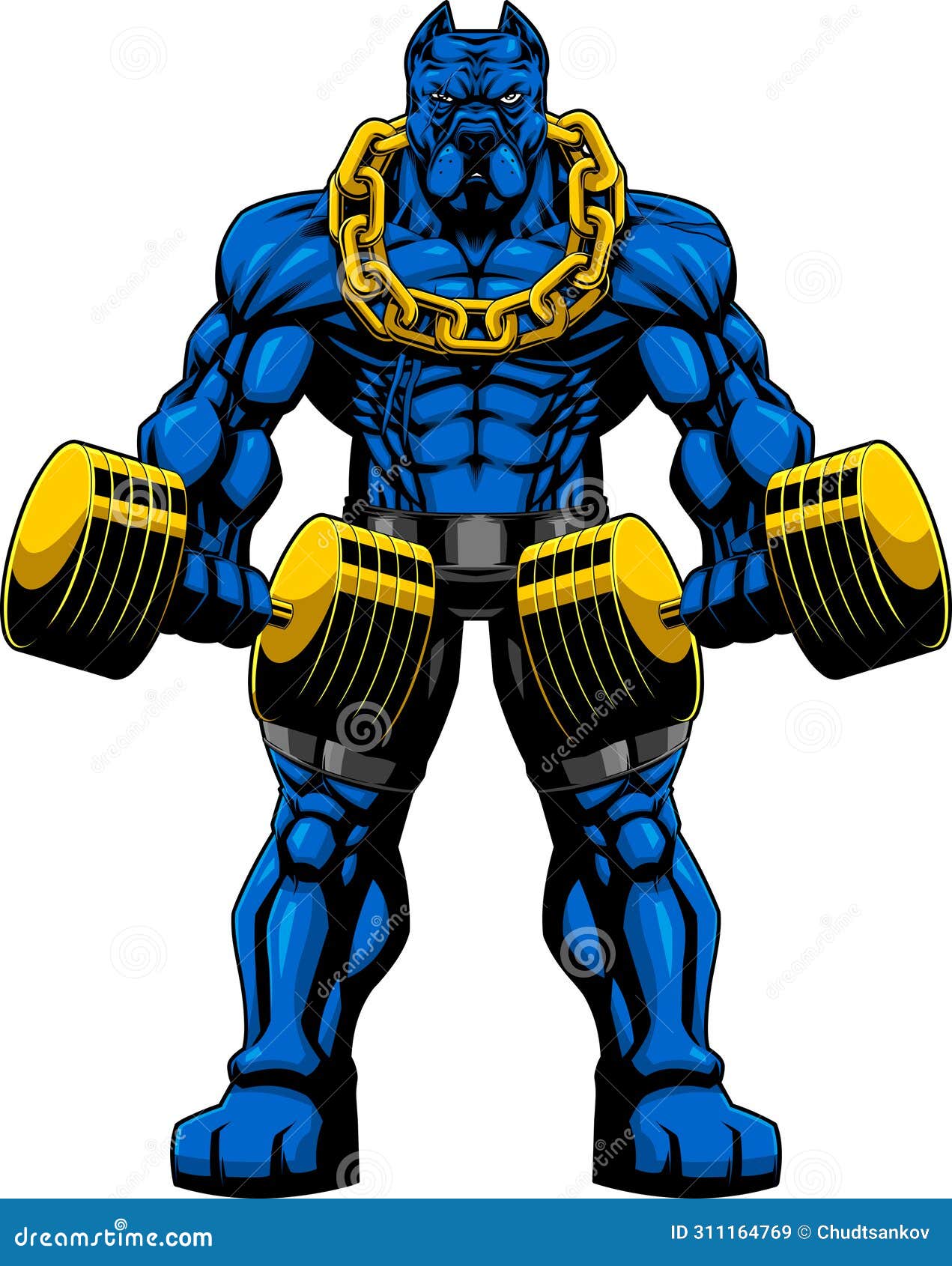 Bodybuilder Gym Mascot Cartoon Vector | CartoonDealer.com #129766873