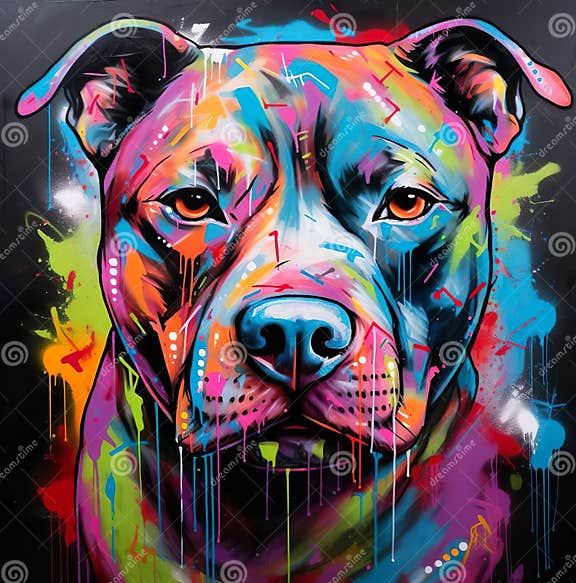Pitbull Graffiti Paint on the Wall Stock Image - Image of painting ...