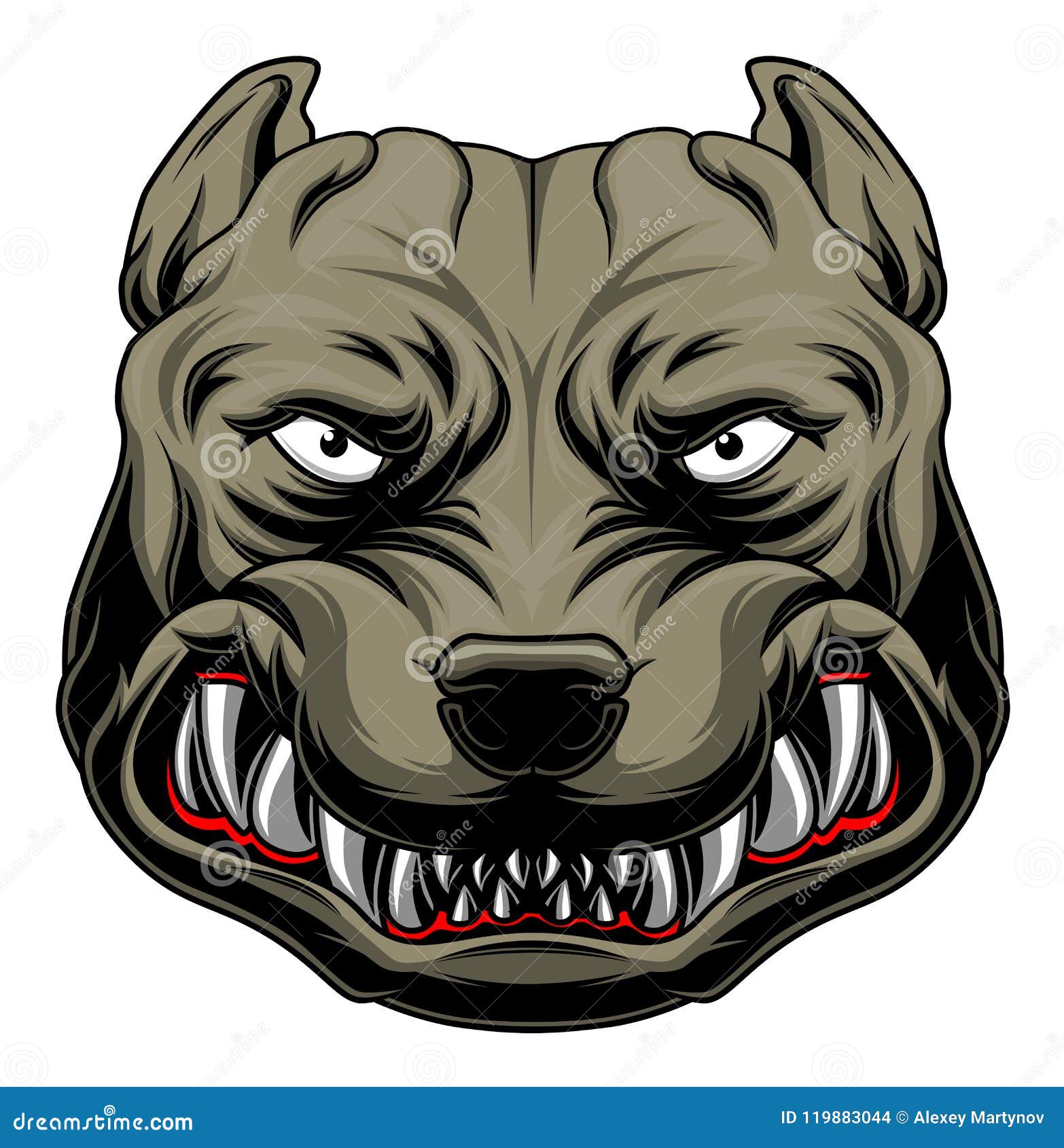 Pitbull Dog Head Coloring Book Page Vector Illustration | CartoonDealer ...