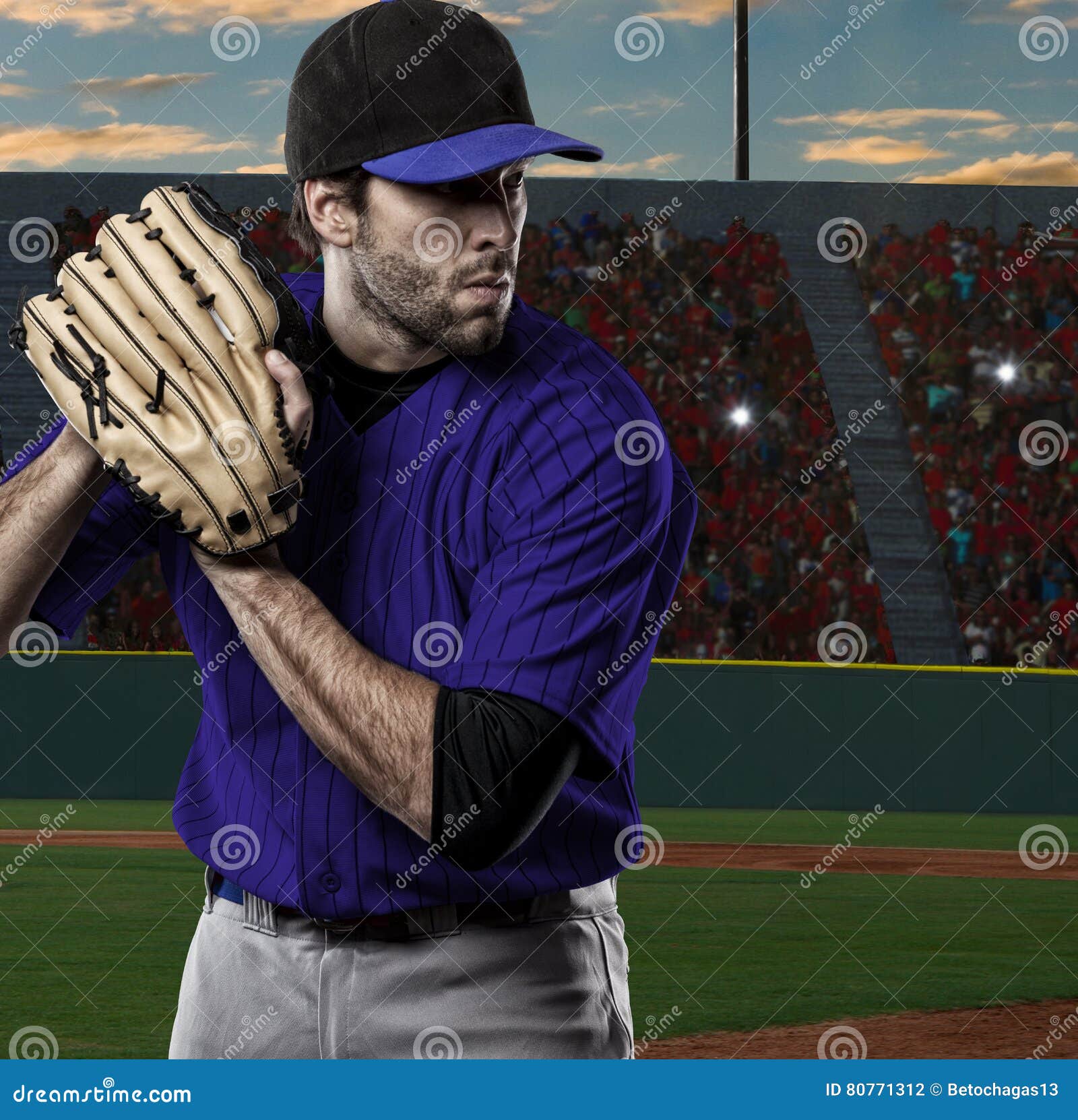 Pitcher Baseball Player stock photo. Image of team, blue - 80771312