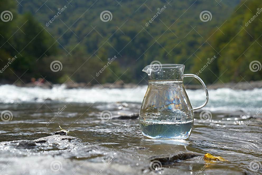 Pitcher of Clean River Water Stock Photo - Image of pleasure, glass ...