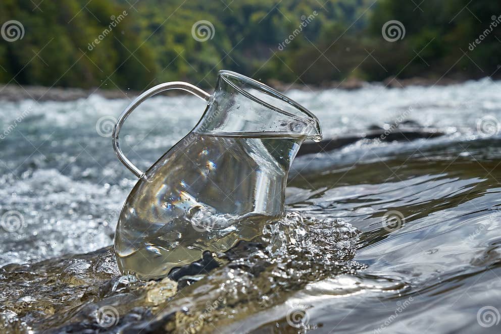 Pitcher of Clean River Water Stock Image - Image of creek, coolness ...