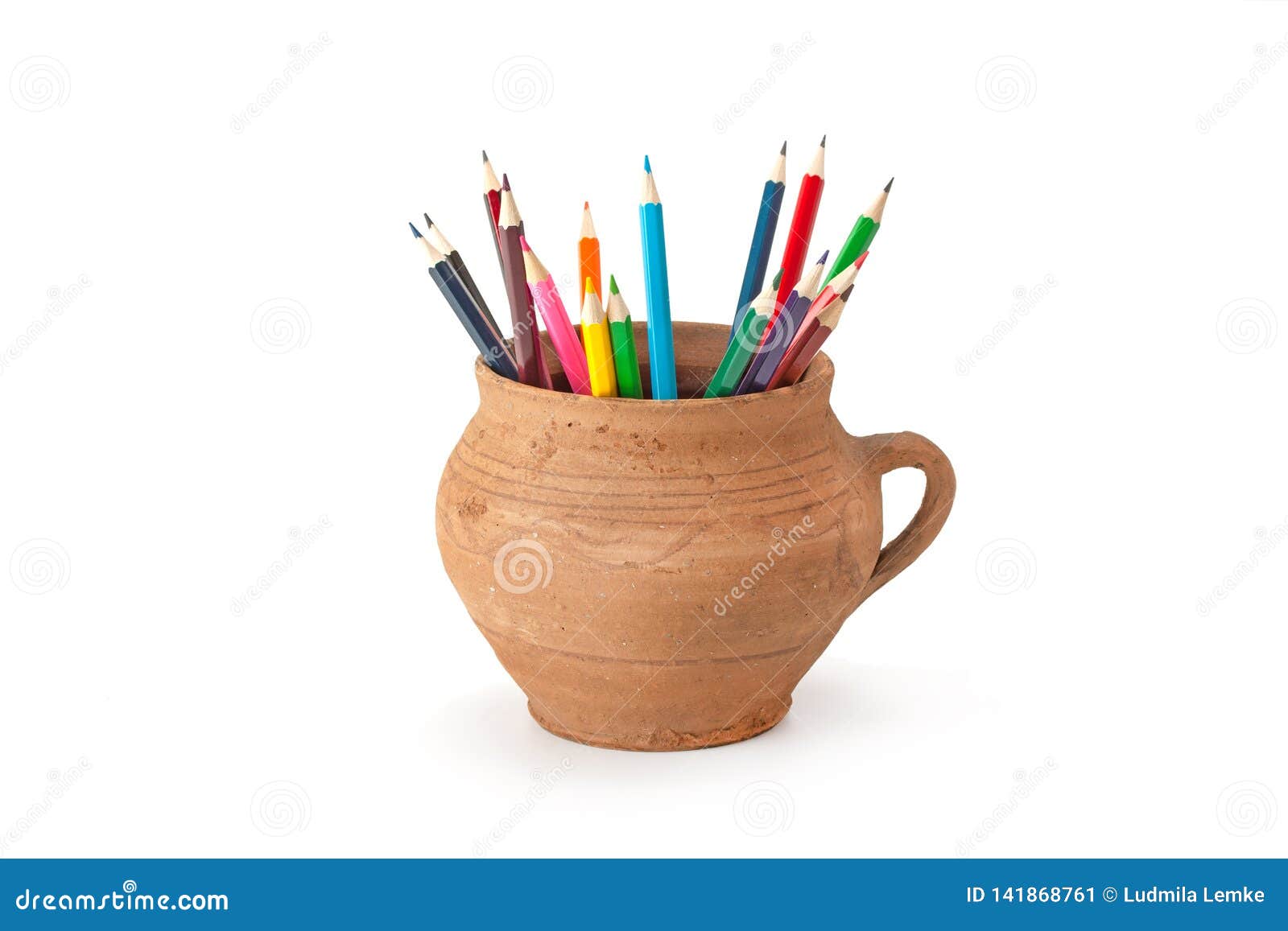 Pitcher with Colored Pencils Stock Image - Image of color, education ...