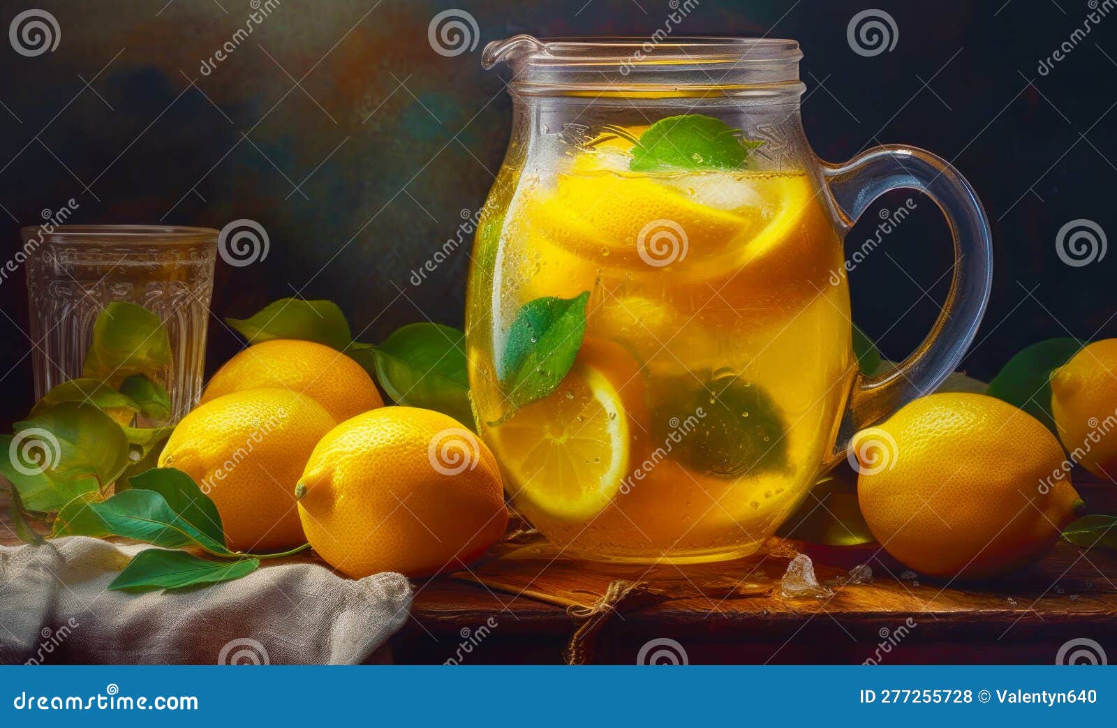 Pitcher Filled with Lemons and Limes Next To Bunch of Lemons ...