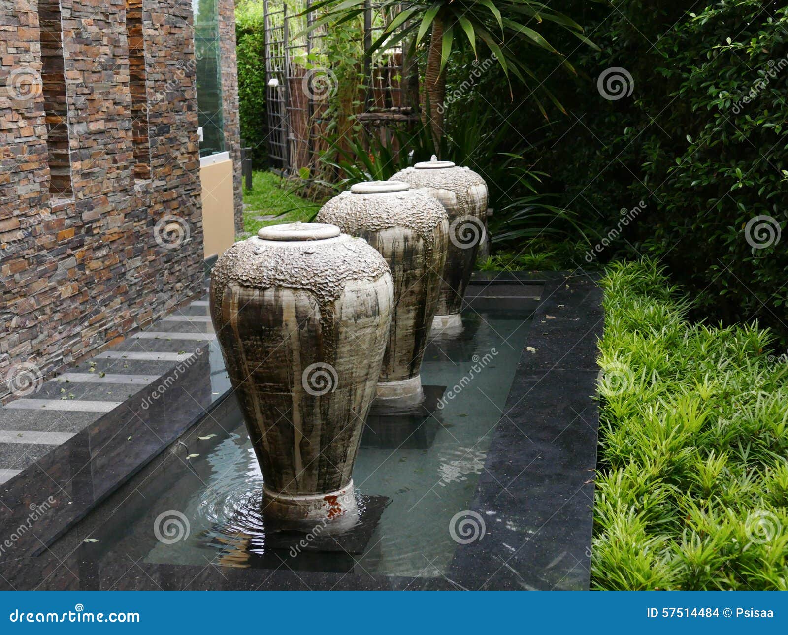 Pitcher Fountain Decorating in the Garden Stock Photo - Image of spring ...