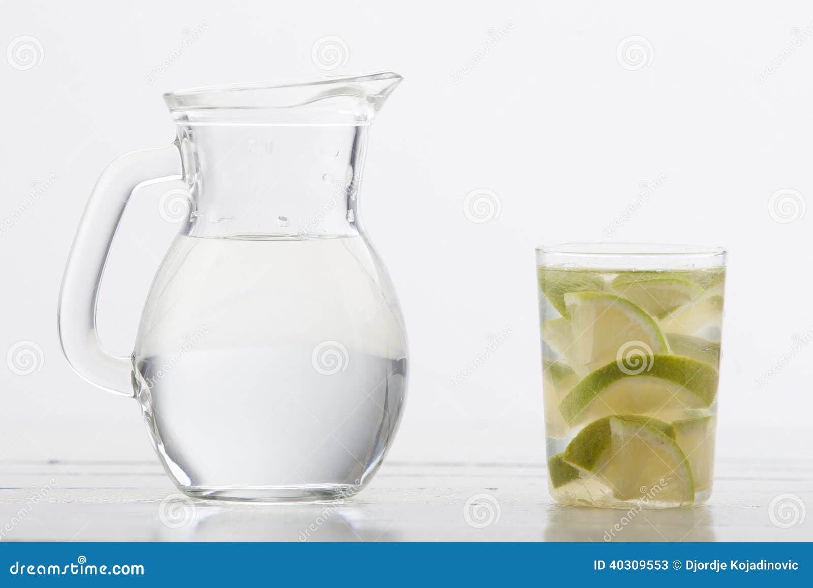 Pitcher and Glass Cup with Lime Stock Image - Image of cool, health ...