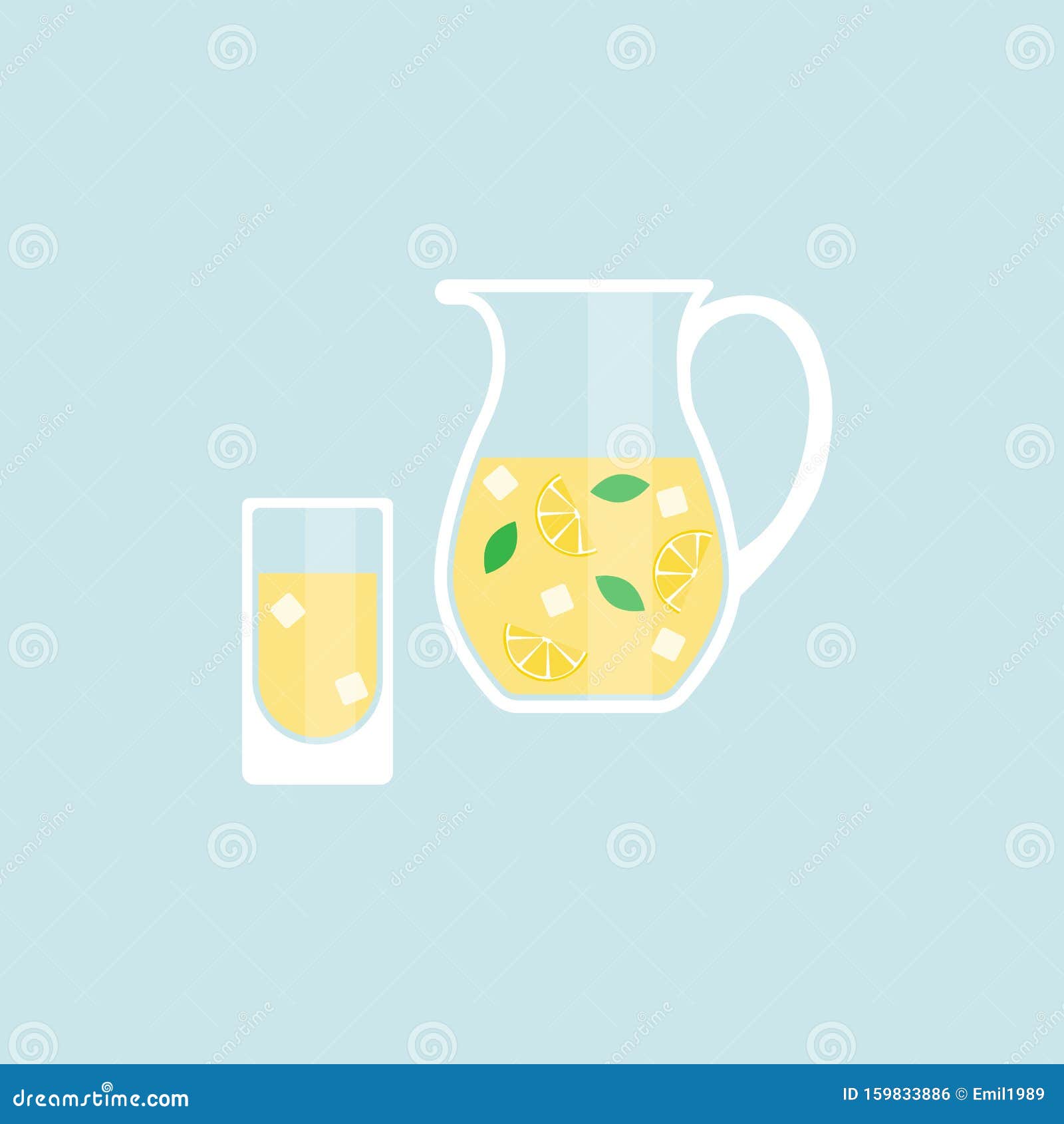 Pitcher and Glass with Lemonade Stock Vector - Illustration of fresh ...