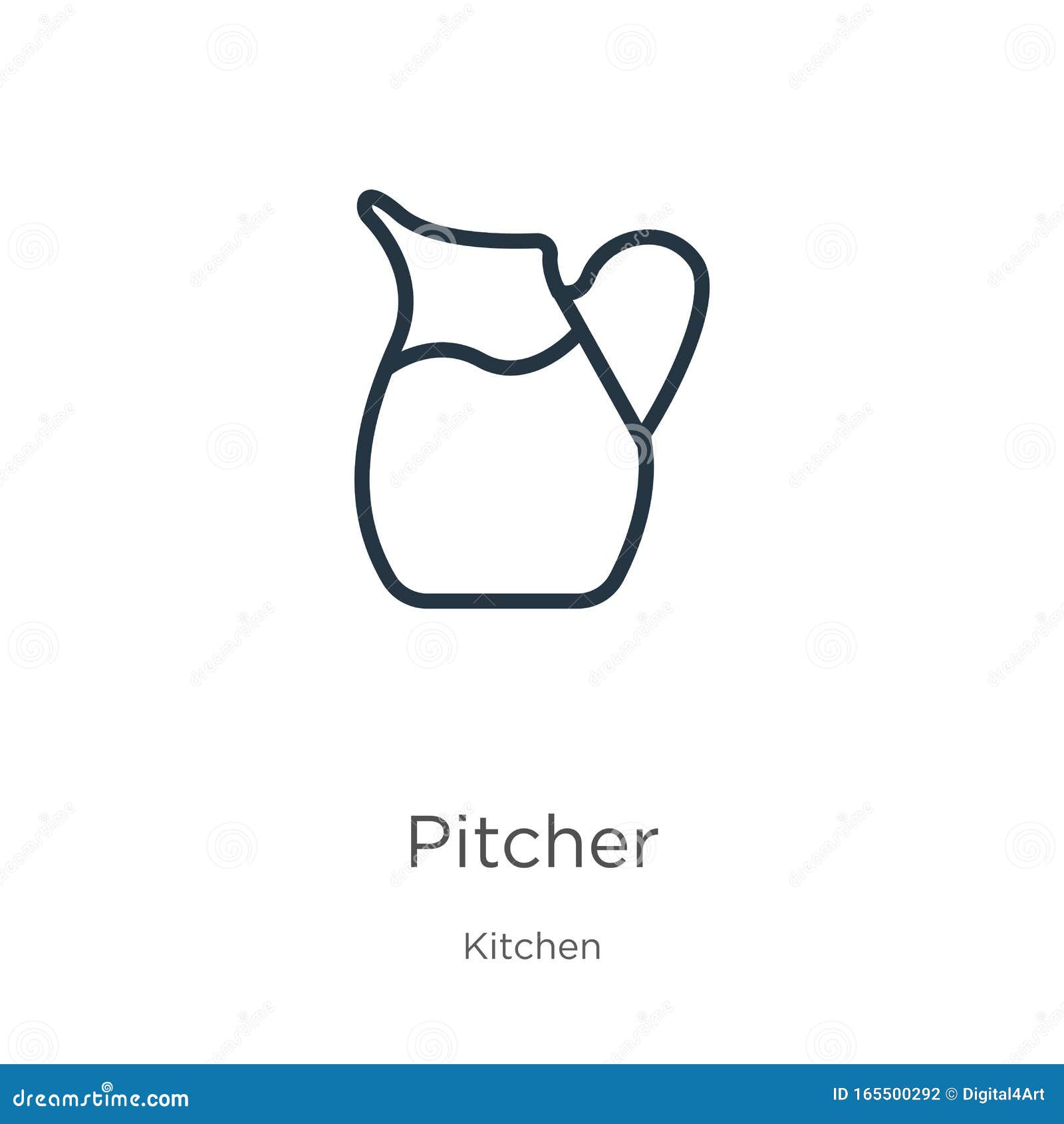 Pitcher Icon. Thin Linear Pitcher Outline Icon Isolated on White ...
