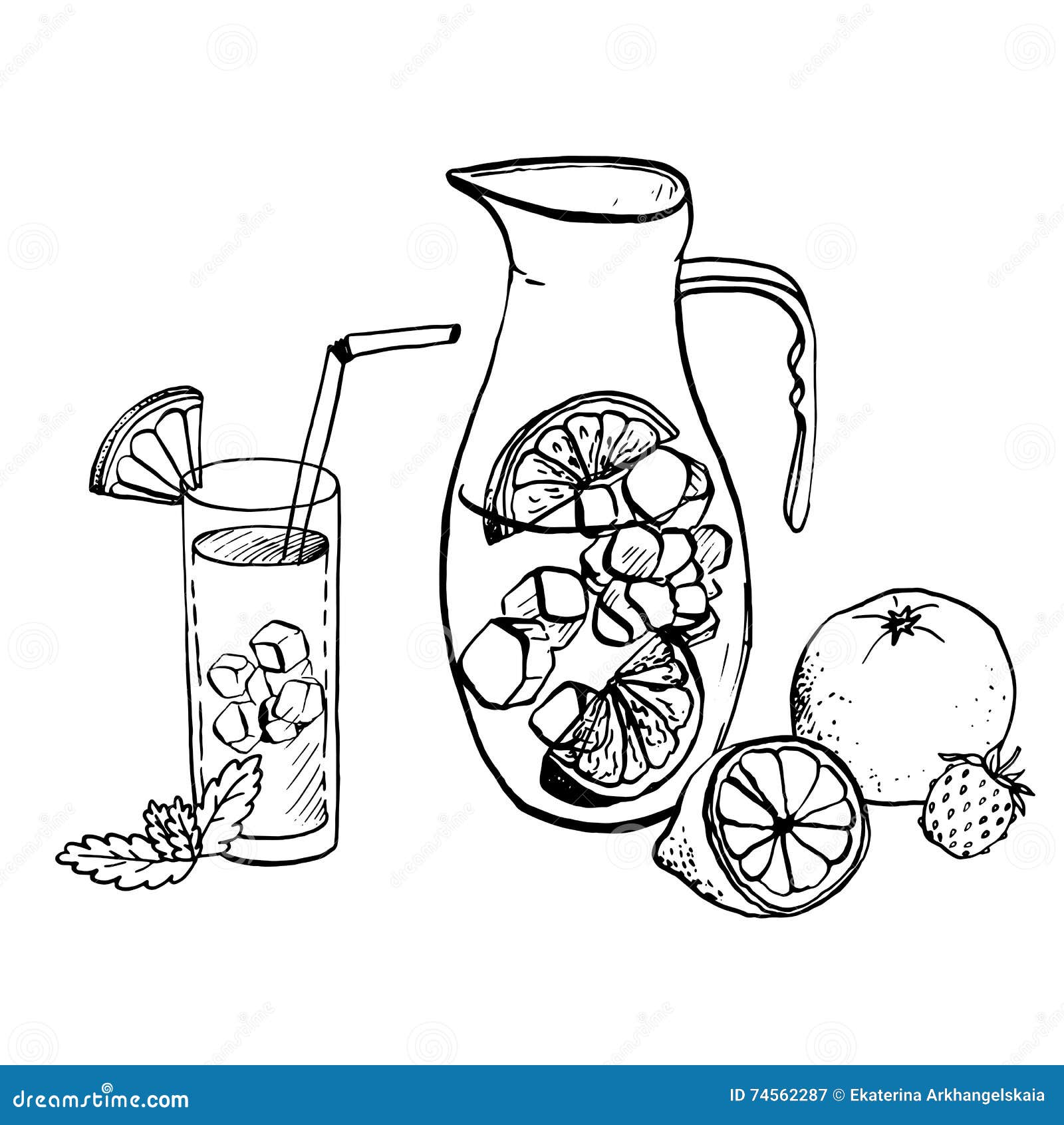 Pitcher of Lemonade and Drink in a Glass Stock Vector - Illustration of ...