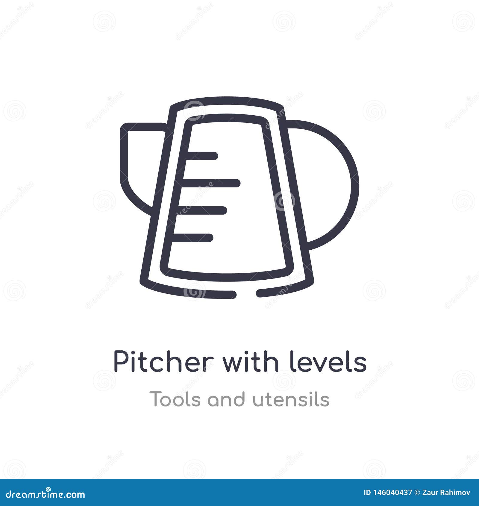 Pitcher with Levels Outline Icon. Isolated Line Vector Illustration ...