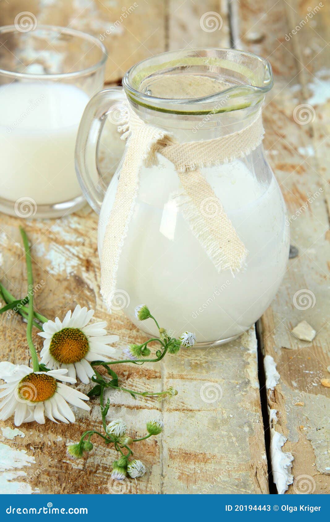 Pitcher of Milk on a Wooden Table Stock Image - Image of wooden ...
