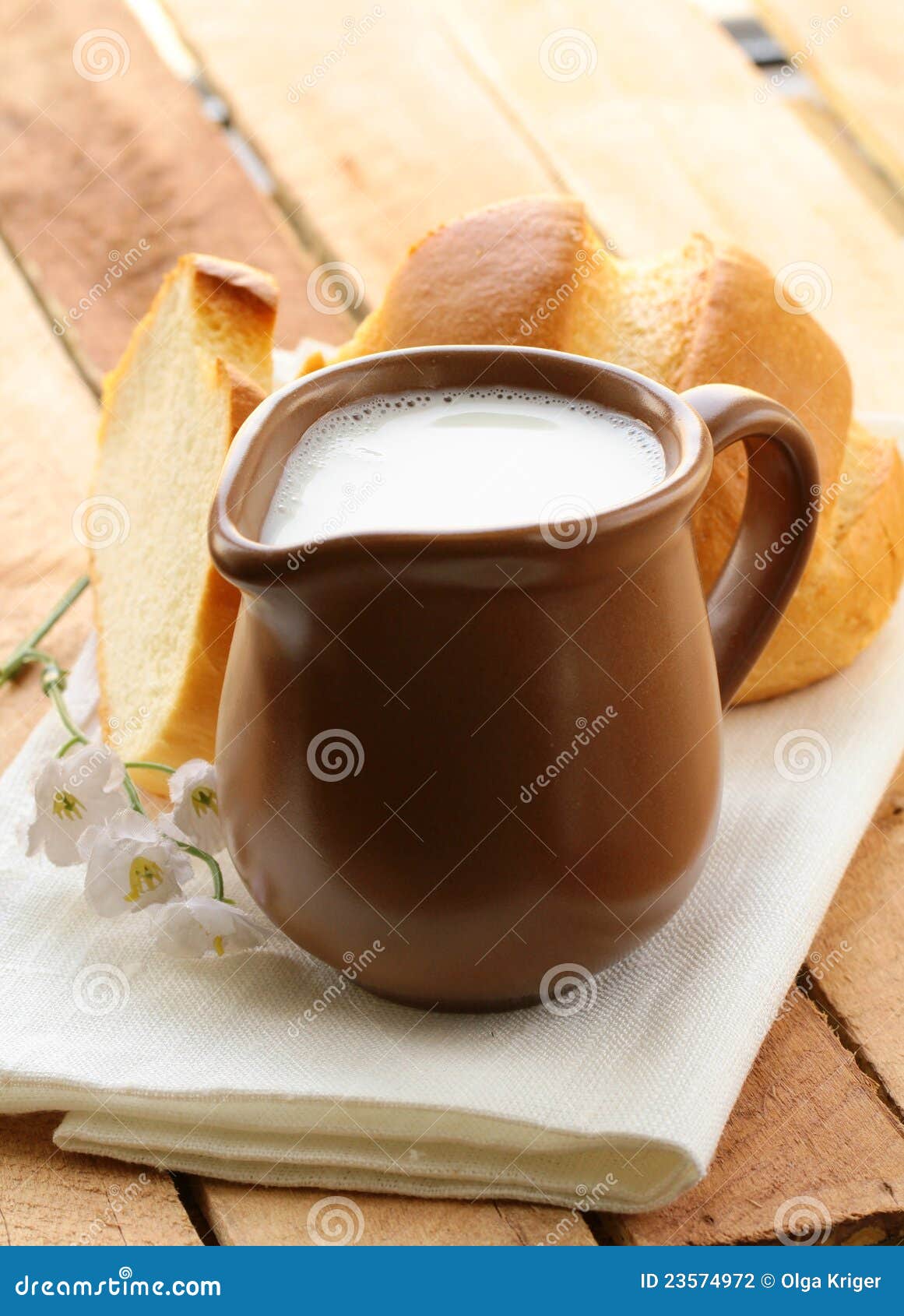 Pitcher of Milk on a Wooden Table Stock Photo - Image of glass, white ...