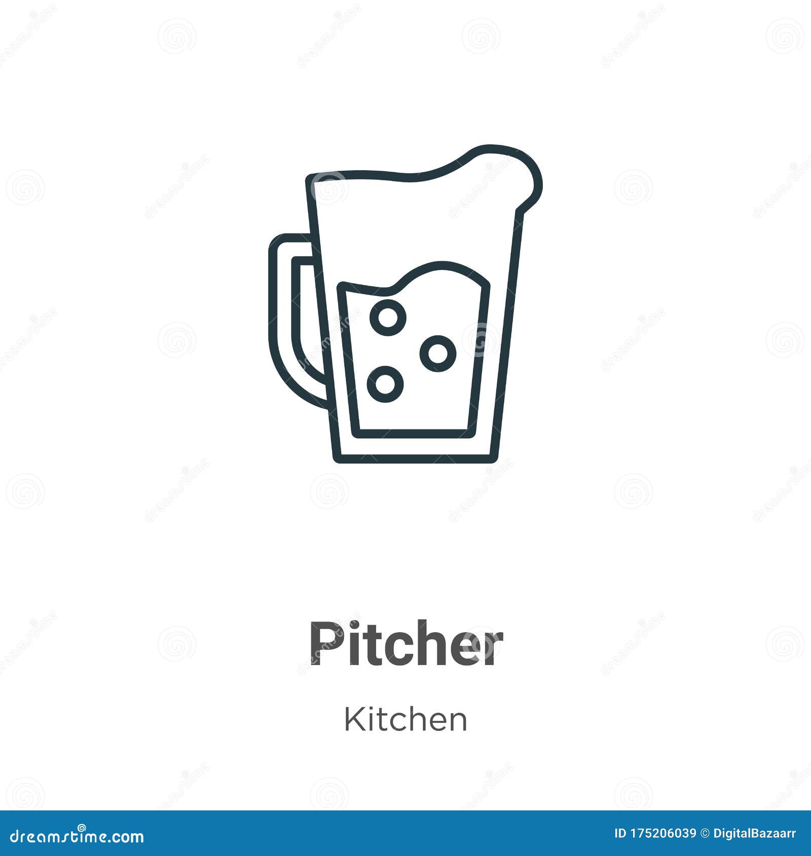 Pitcher Outline Vector Icon. Thin Line Black Pitcher Icon, Flat Vector ...