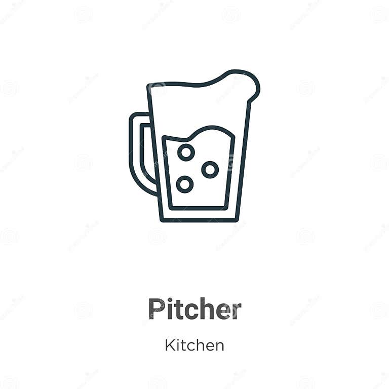 Pitcher Outline Vector Icon. Thin Line Black Pitcher Icon, Flat Vector ...