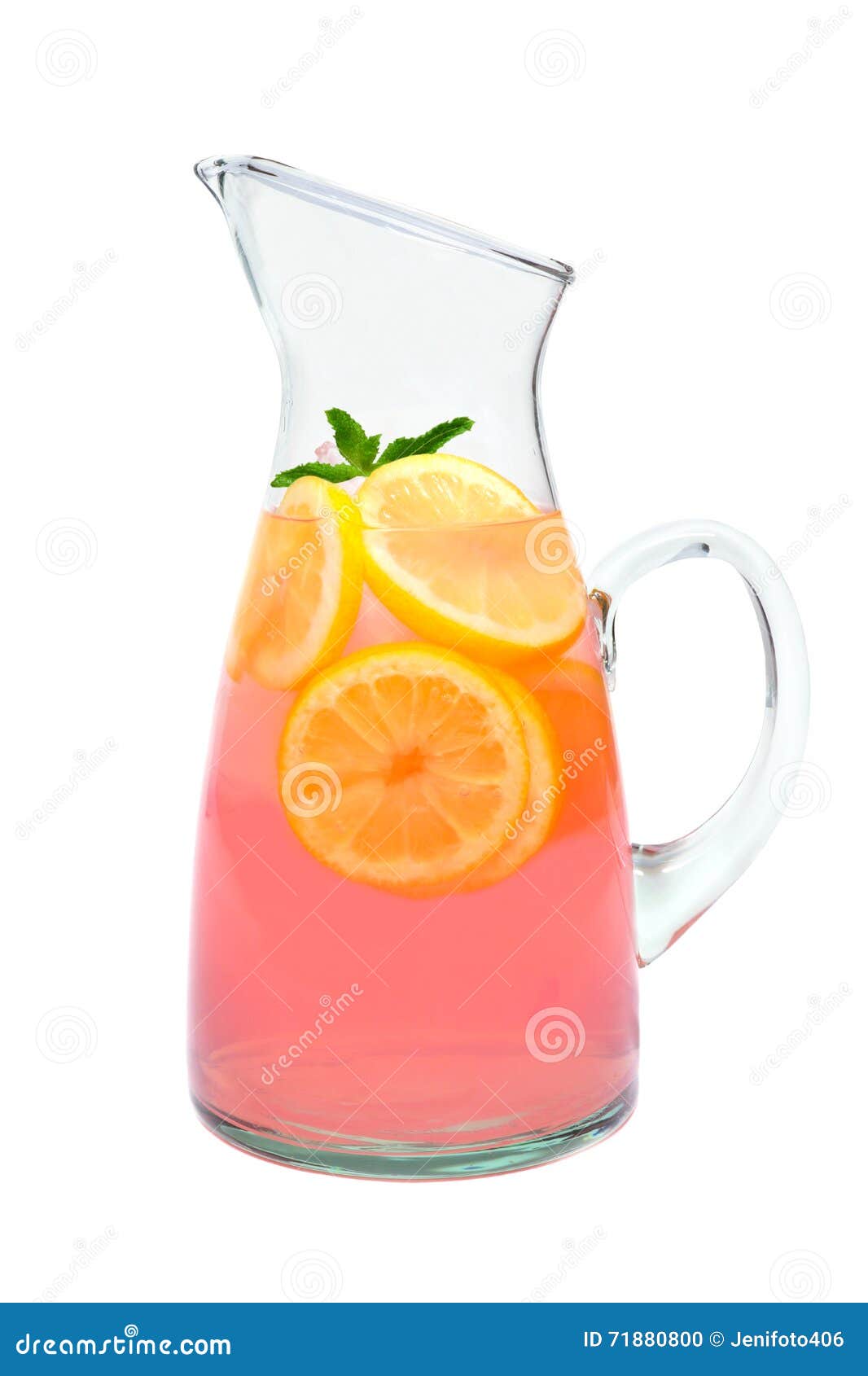 Pitcher of Pink Lemonade with Mint Isolated on White Stock Photo ...