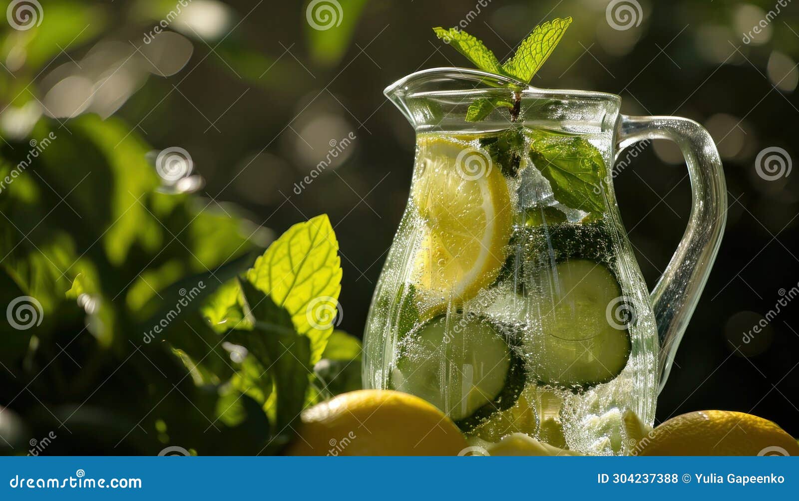 A Pitcher of Water with Lemons, Mint and Cucumber Stock Photo - Image ...