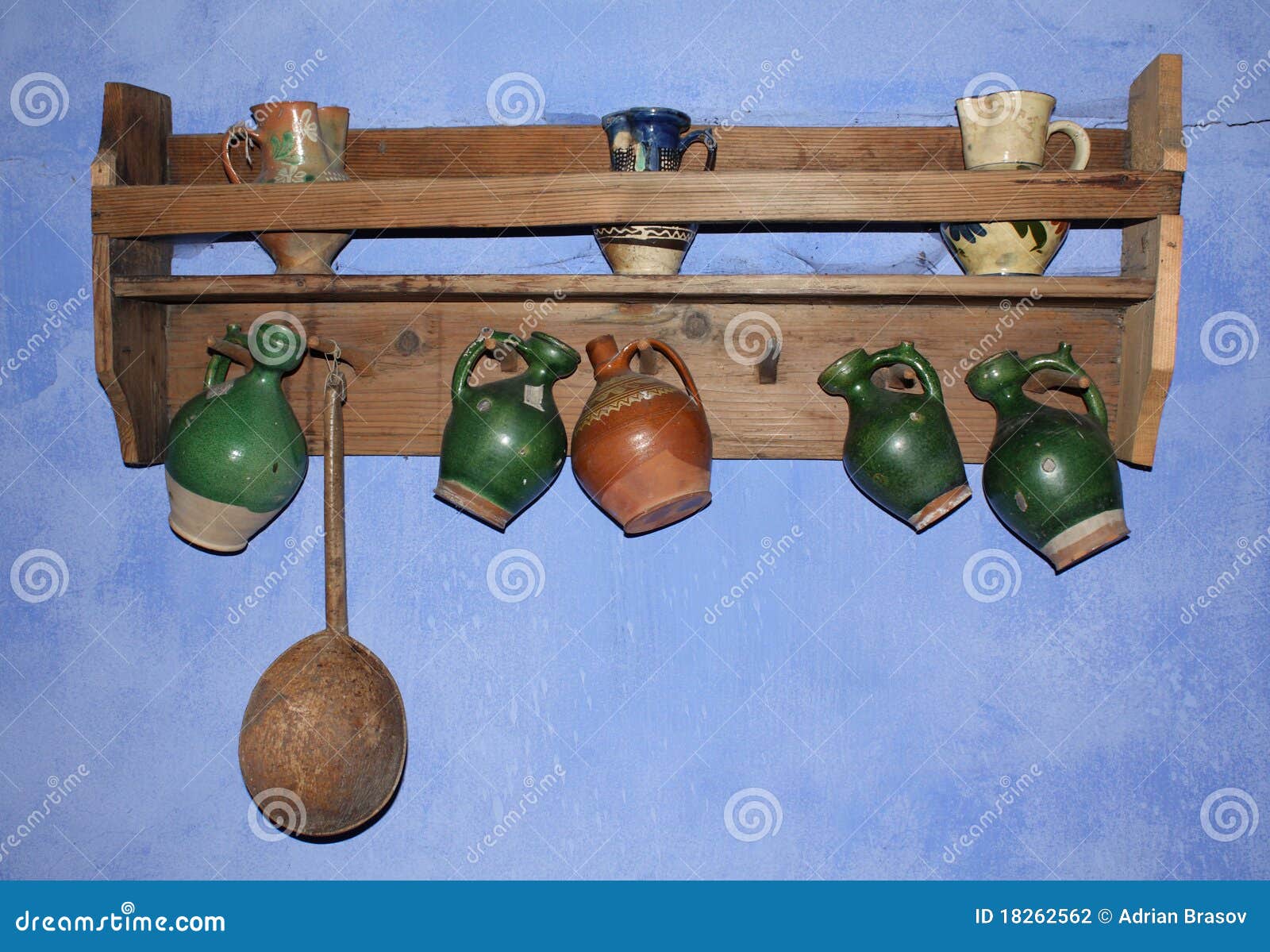 Pitchers hanging stock photo. Image of recipient, clay - 18262562