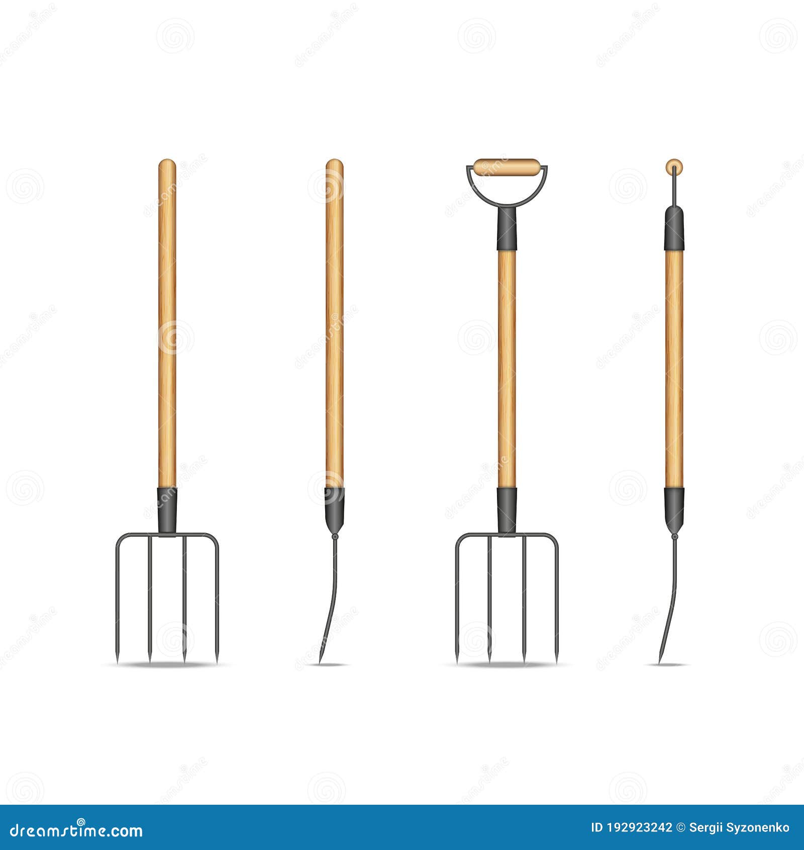 Pitchfork Isolated on White Background Side and Front View, Hand ...