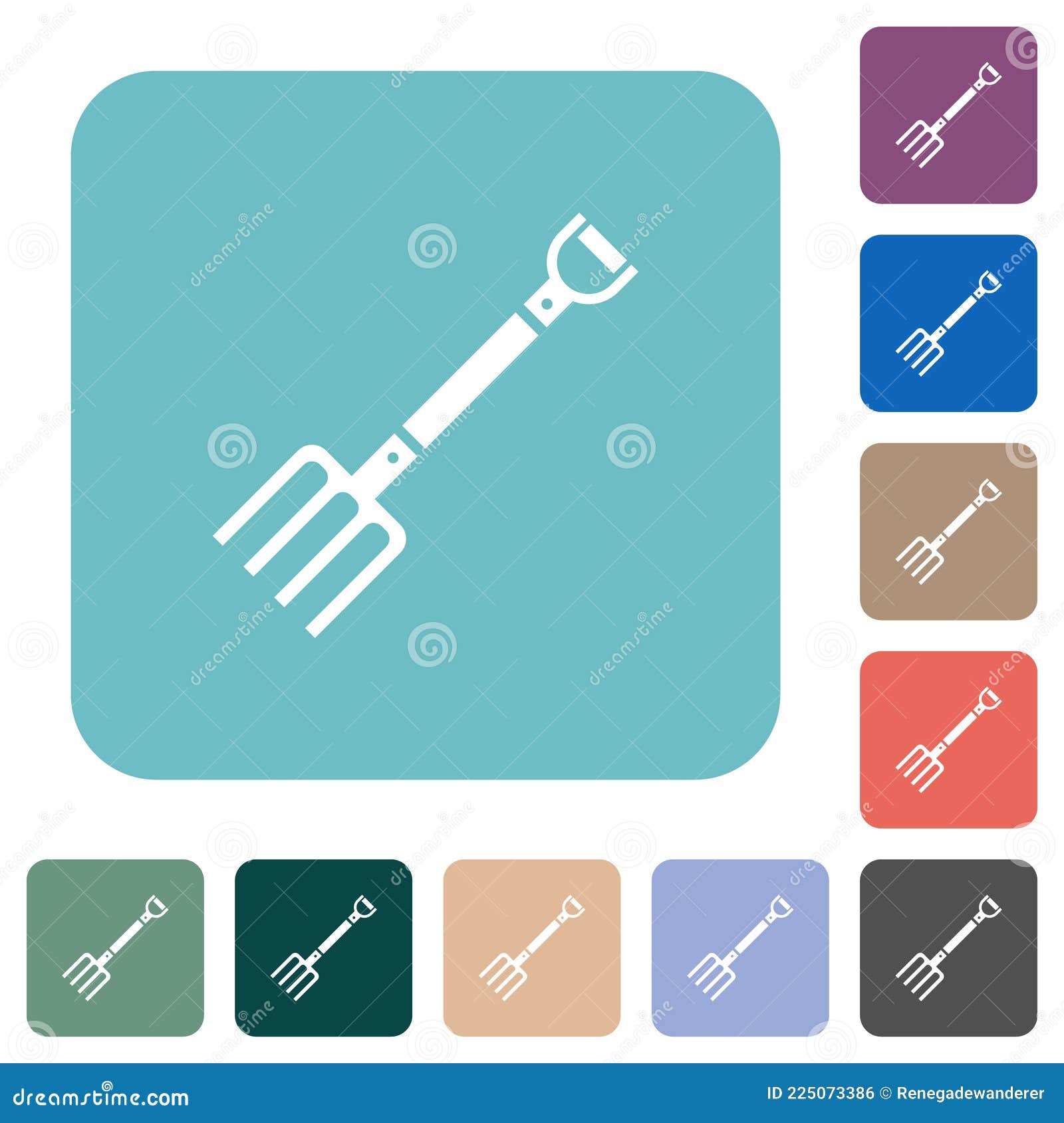 Pitchfork Rounded Square Flat Icons Stock Vector - Illustration of curved, backyard: 225073386