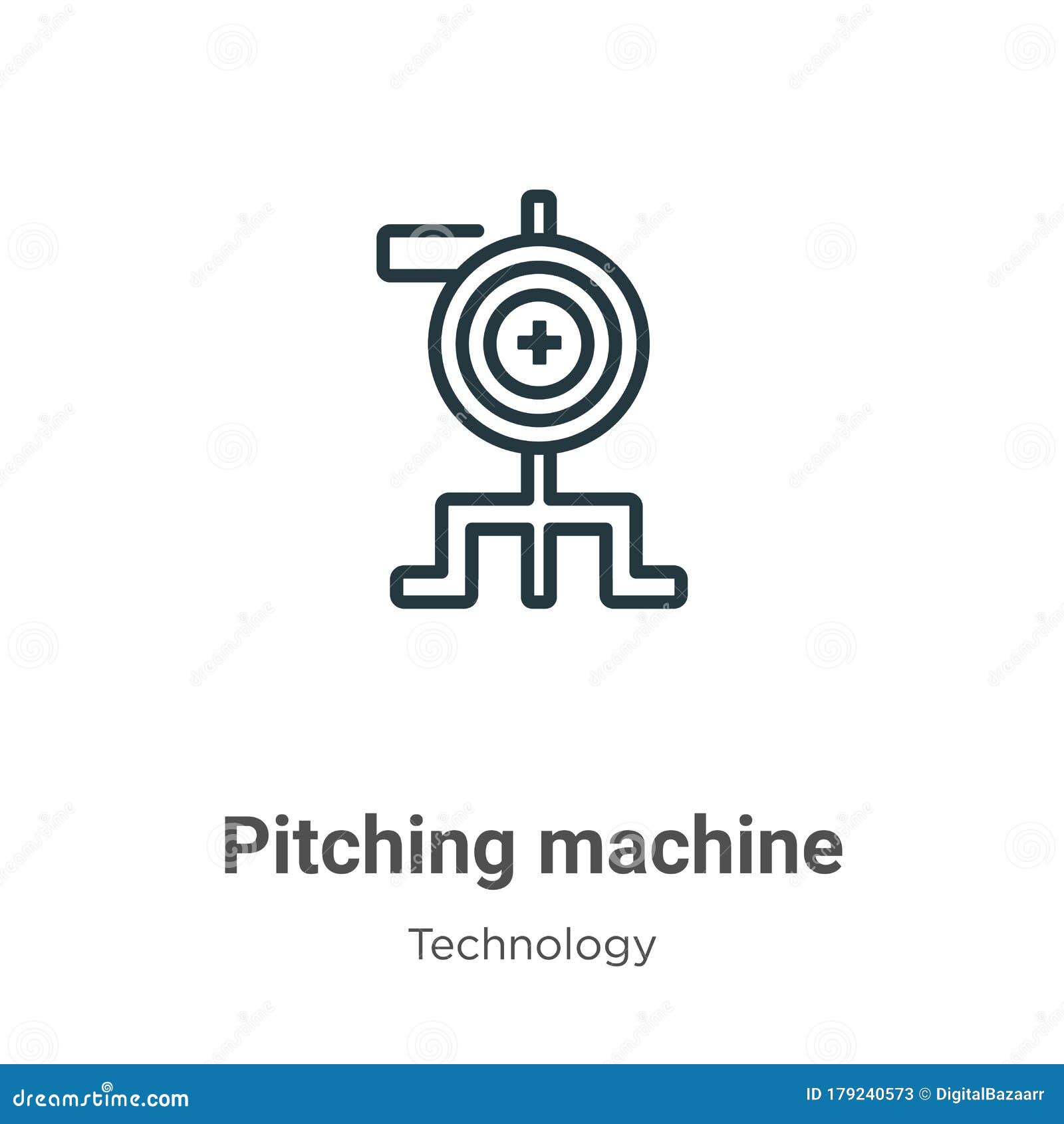 Pitching Machine Outline Vector Icon. Thin Line Black Pitching Machine Icon, Flat Vector Simple ...