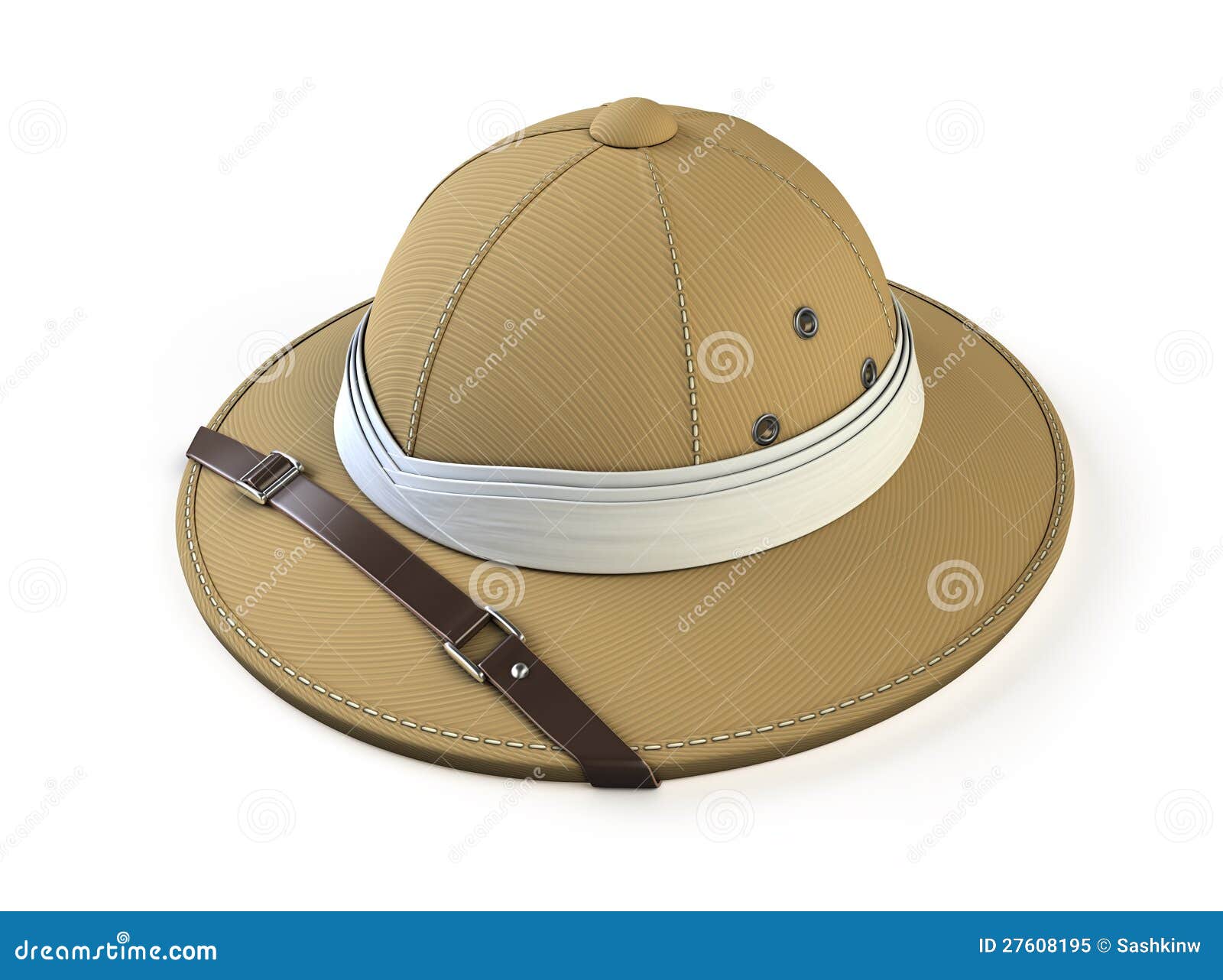 Pith Hat Isolated On White Background Front View, 3d Safari Helmet ...