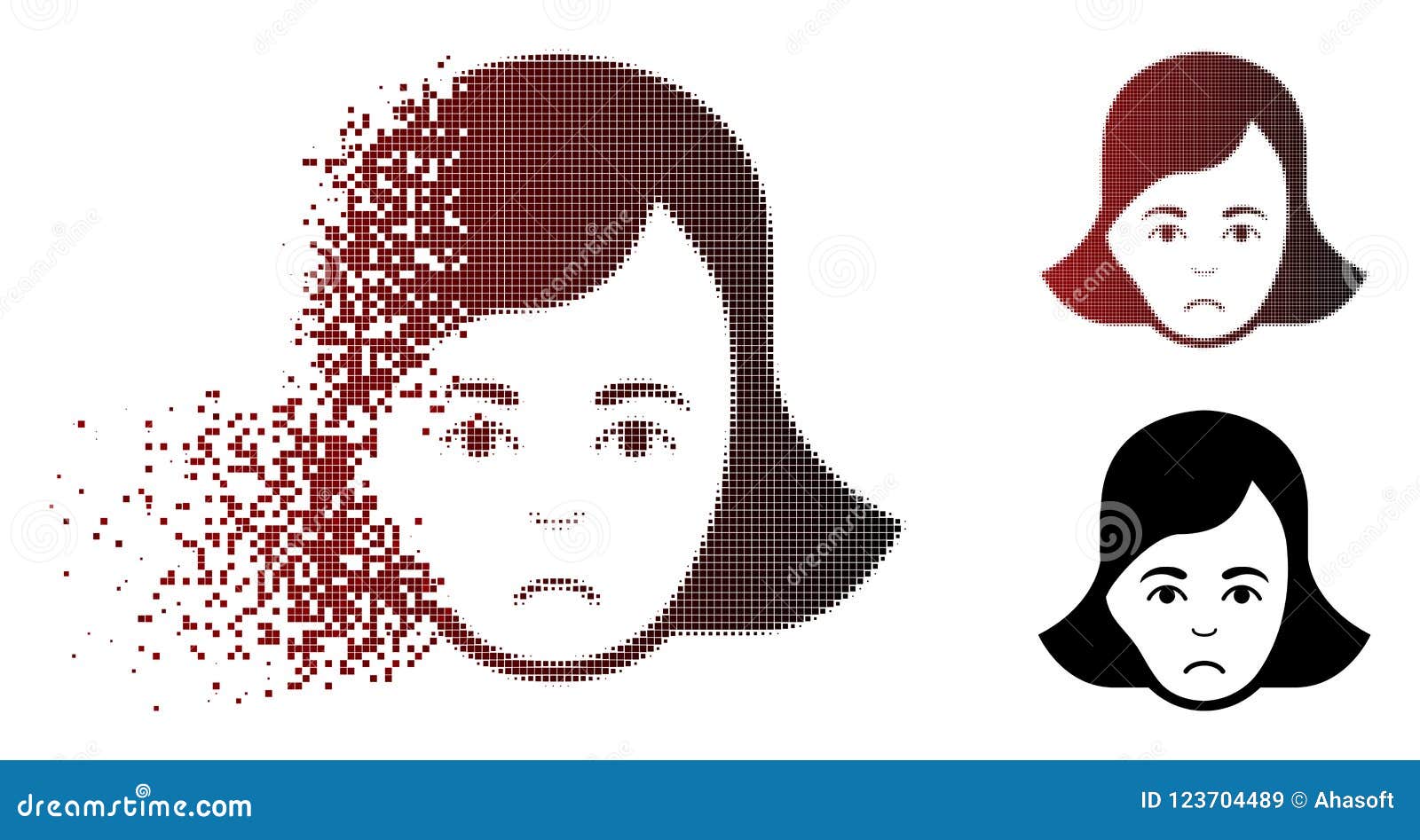 Pitiful Decomposed Pixelated Halftone Crying Boy Icon Cartoon Vector ...