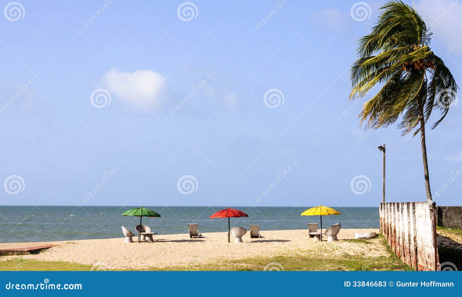 Pititinga (RN, Brazil) Beach with Beach Umbrellas Stock Image - Image ...
