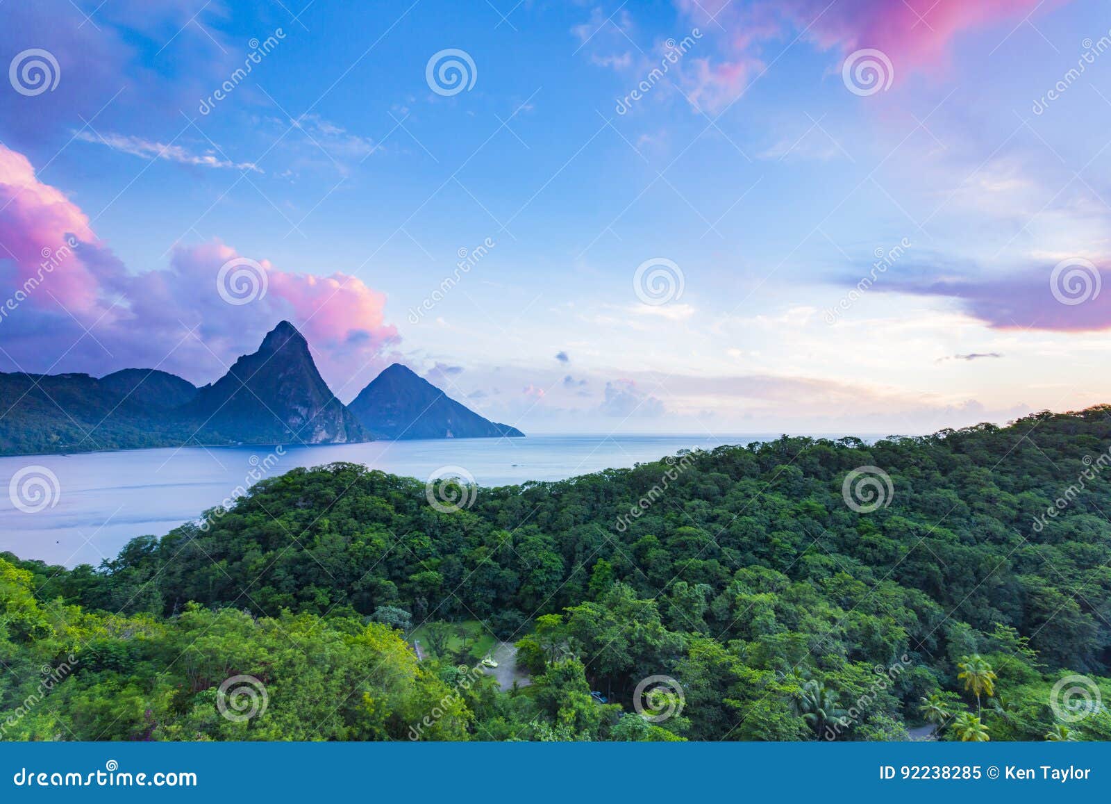 Pitons stock image. Image of saint, cloud, pitons, nature - 92238285